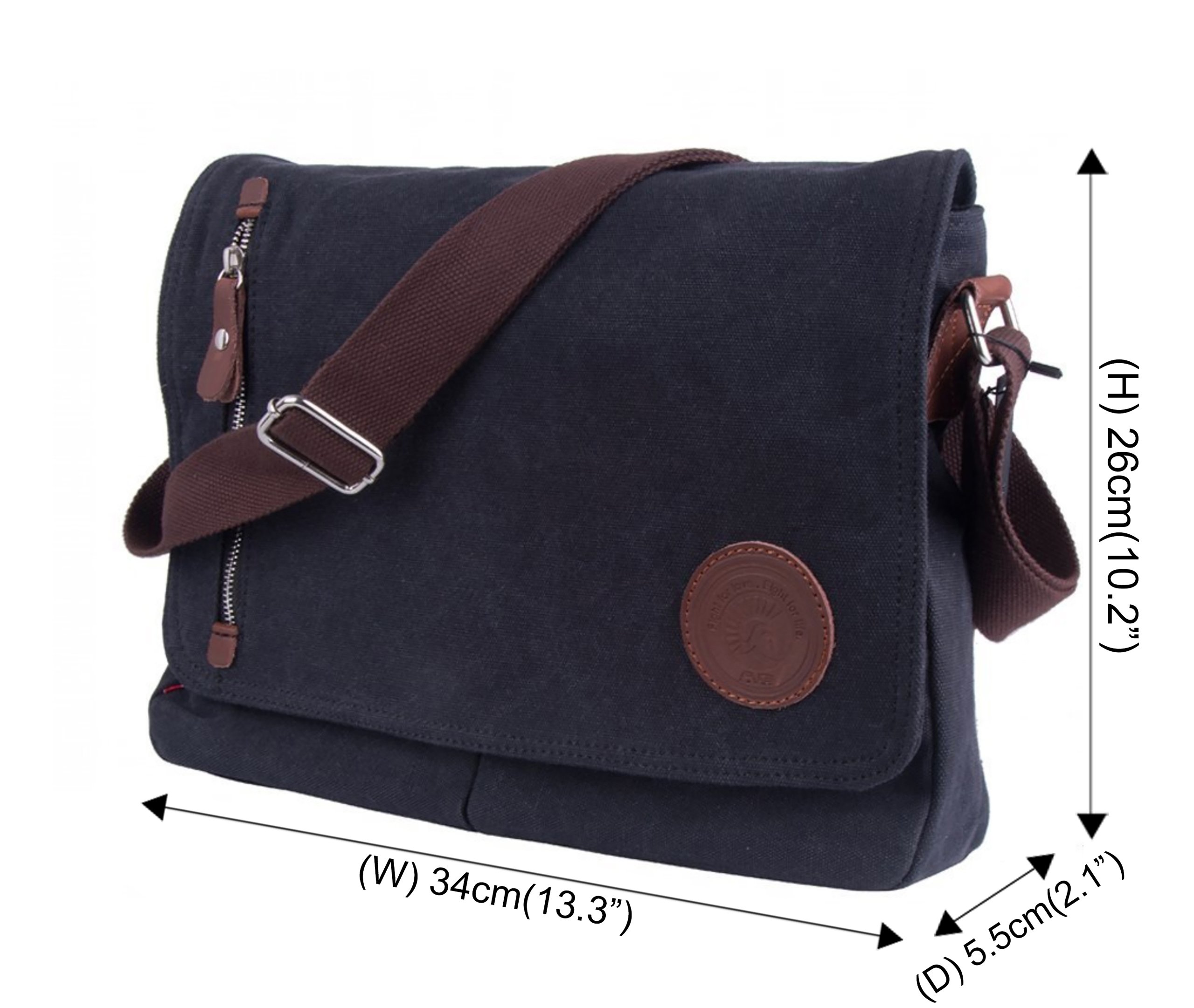 Vintage Men's Canvas Messenger Bag Laptop Shoulder Satchel Crossbody Sling Bookbag (M36_Black)
