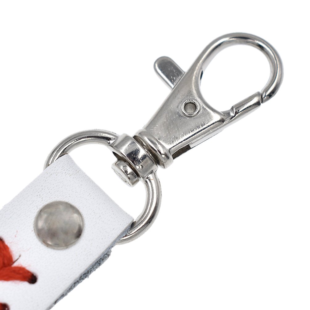 Towashine Baseball Seamed Leather Key Chain for Car Bag Purse Accessories Gifts(White)