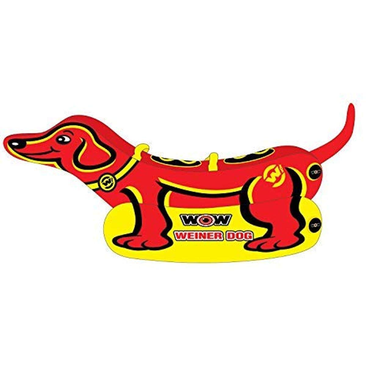WOW Watersports Weiner Dog Towable Tube, 1 to 2 Person and Tow Rope Bundle