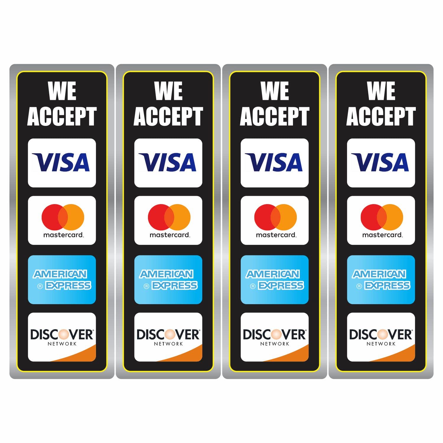 We Accept Credit Card Stickers - (Pack of 12) 9" x 3" Large Matte Finish Laminated Sign Vinyl Decals