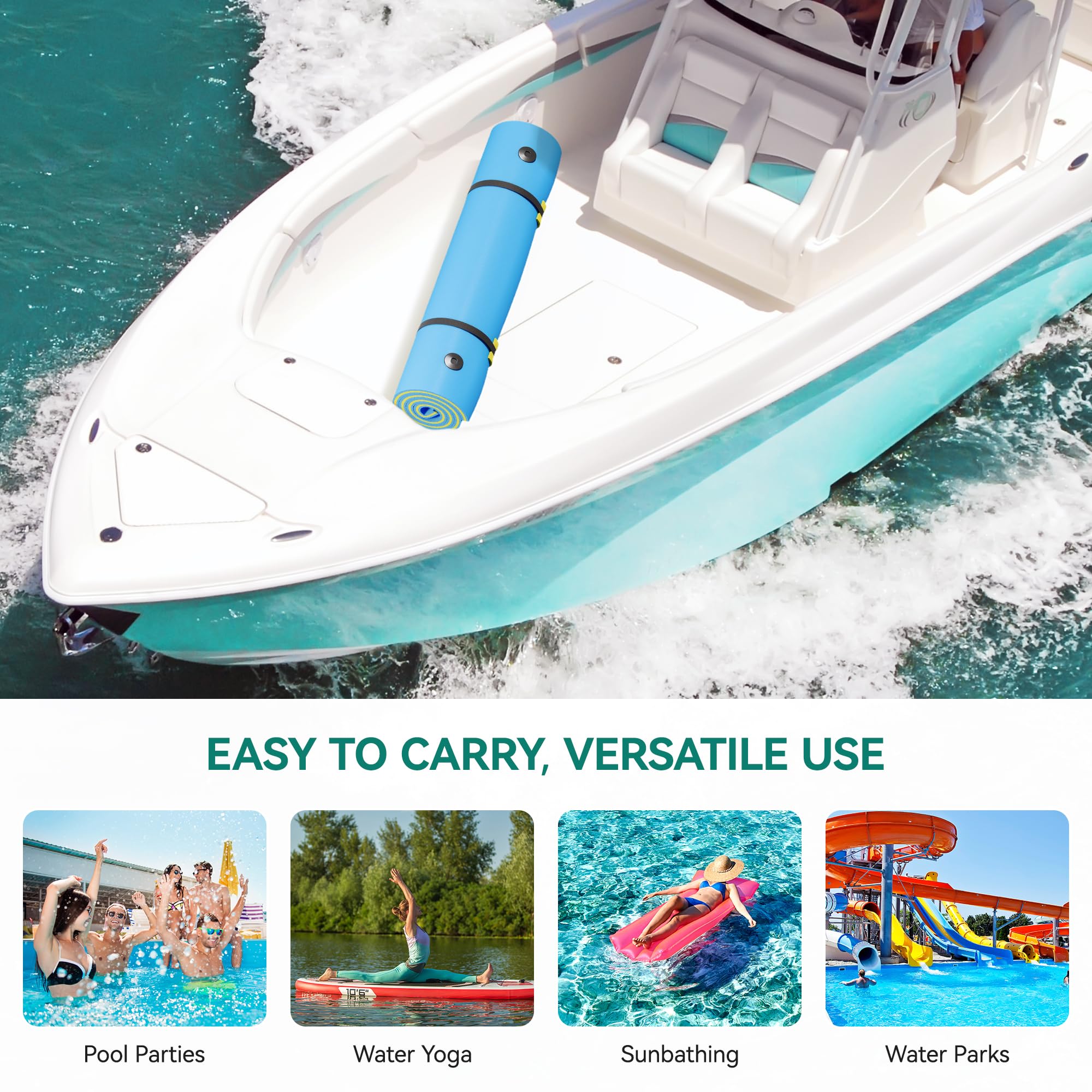 YITAHOME 9' X 6' Lake Floats Floating Mat for Lake Water Mat Inflatable Rafts Lily Pad Pools Boating Beach, XPE Floating Island for Kid Adults, Blue
