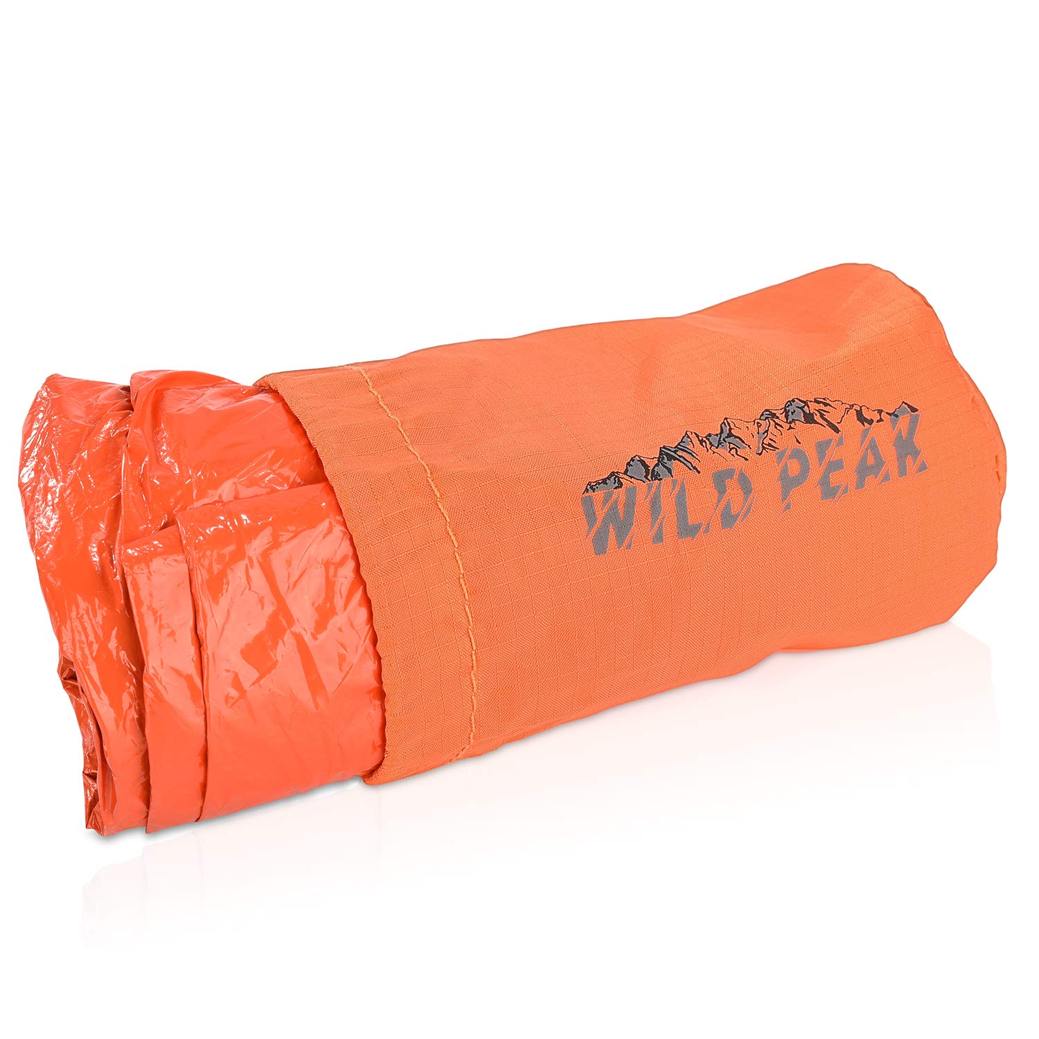 Wild Peak Emergency Waterproof Bivy Sack Sleeping Bag with Survival Gear Whistle - Ultra Lightweight, Compact Thermal Mylar Blanket, Reflective, Reusable, Durable Bivvy