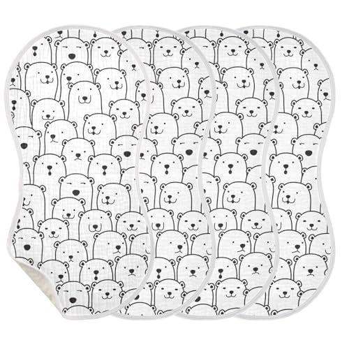 vvfelixl Muslin Burp Cloths Polar Bear Baby Washcloths for Baby Girl Boys 2 Pack White