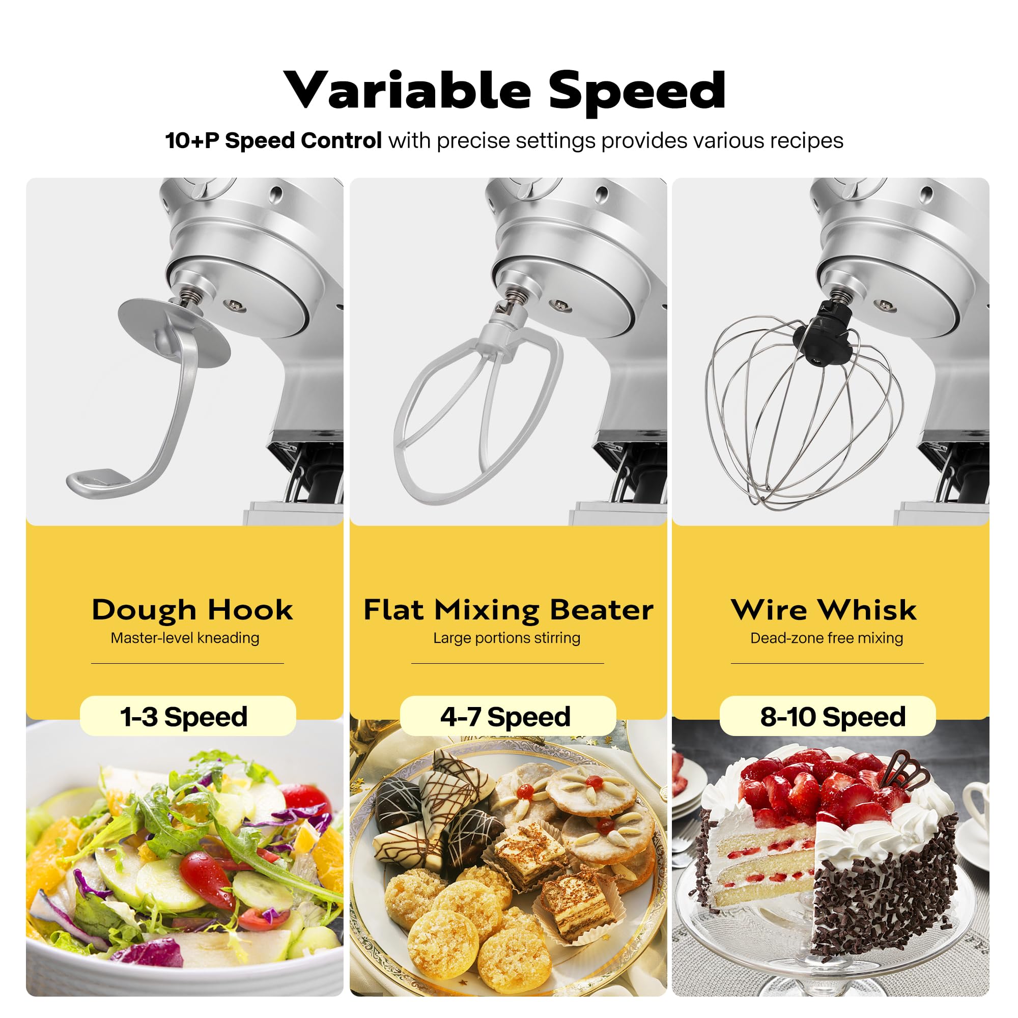 VIVOHOME 6 in 1 Multifunctional Stand Mixer with 8.5 Quart Stainless Steel Bowl, 660W 10 Speed Tilt-Head Meat Grinder, Juice Blender, Vegetable Slicer, Pasta and Cookie Maker, Silver