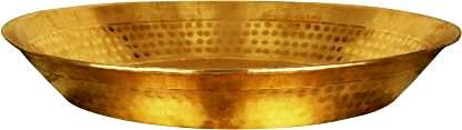 Will and Weaves Indian Traditional Brass Hammered Dough Mixer Atta Parant Size -14 Inch Parat Dough Maker