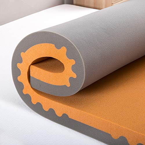 ZINUS 4 Inch Copper Pressure Relief TorsoTec Memory Foam Mattress Topper / Cooling Copper and Gel Formula, Twin