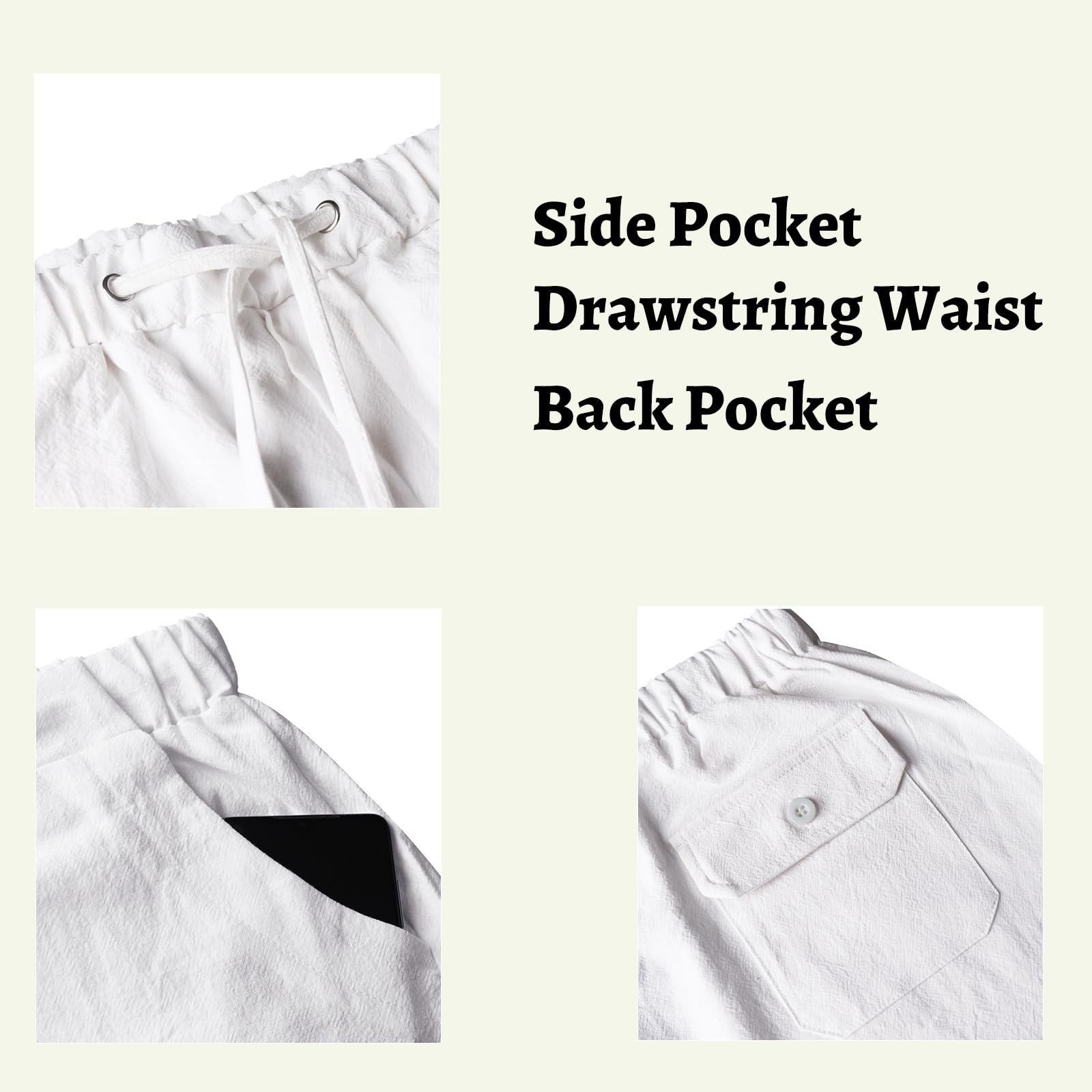 YAOHUOLE Men Cotton Casual Pant with Pocket Casual Drawstring Casual Drawstring Trousers Army Green M