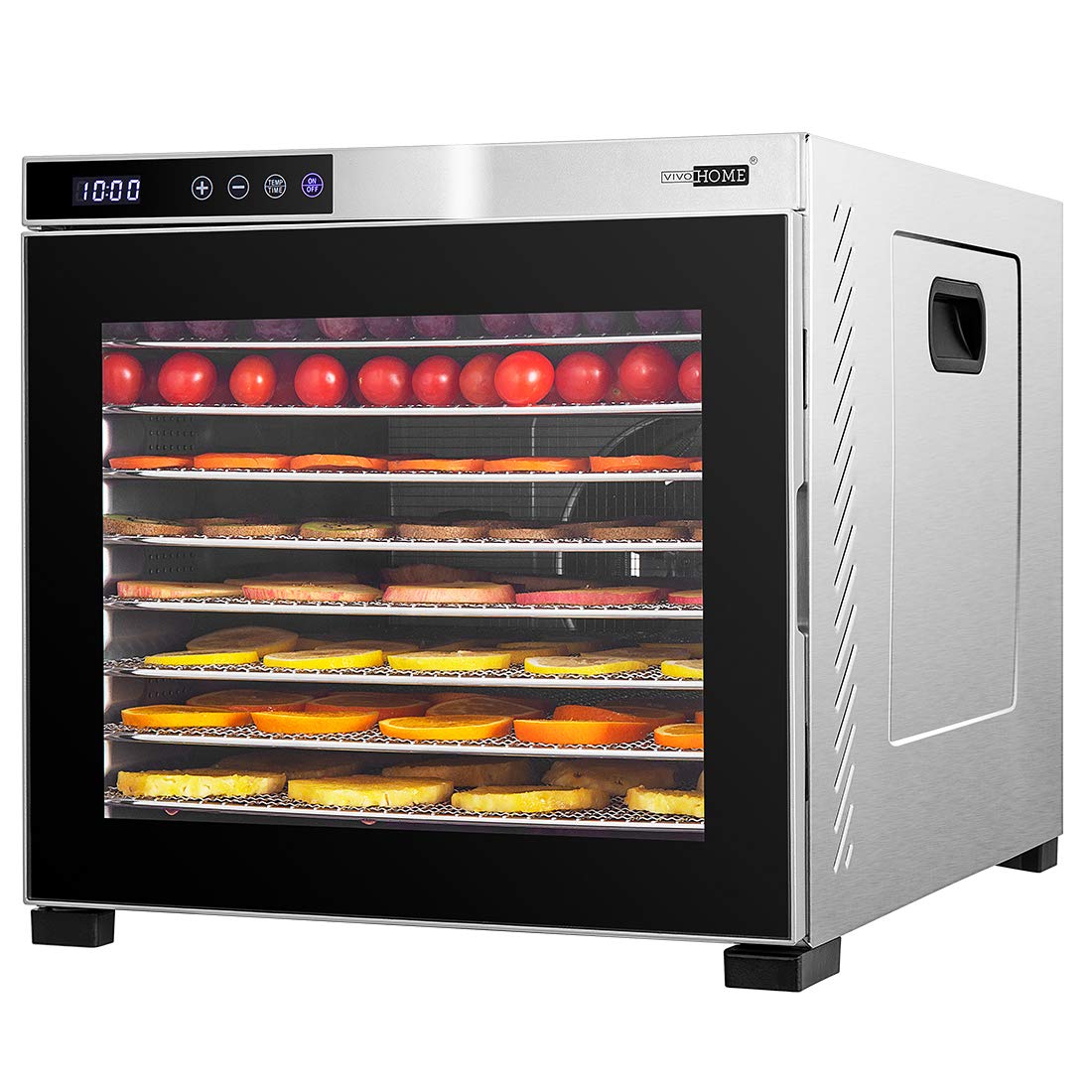 VIVOHOME Stainless Steel Electric 1000W 10 Trays Commercial Food Dehydrator Machine with Digital Timer and Temperature Control for Fruit Vegetable Meat Beef Jerky Maker