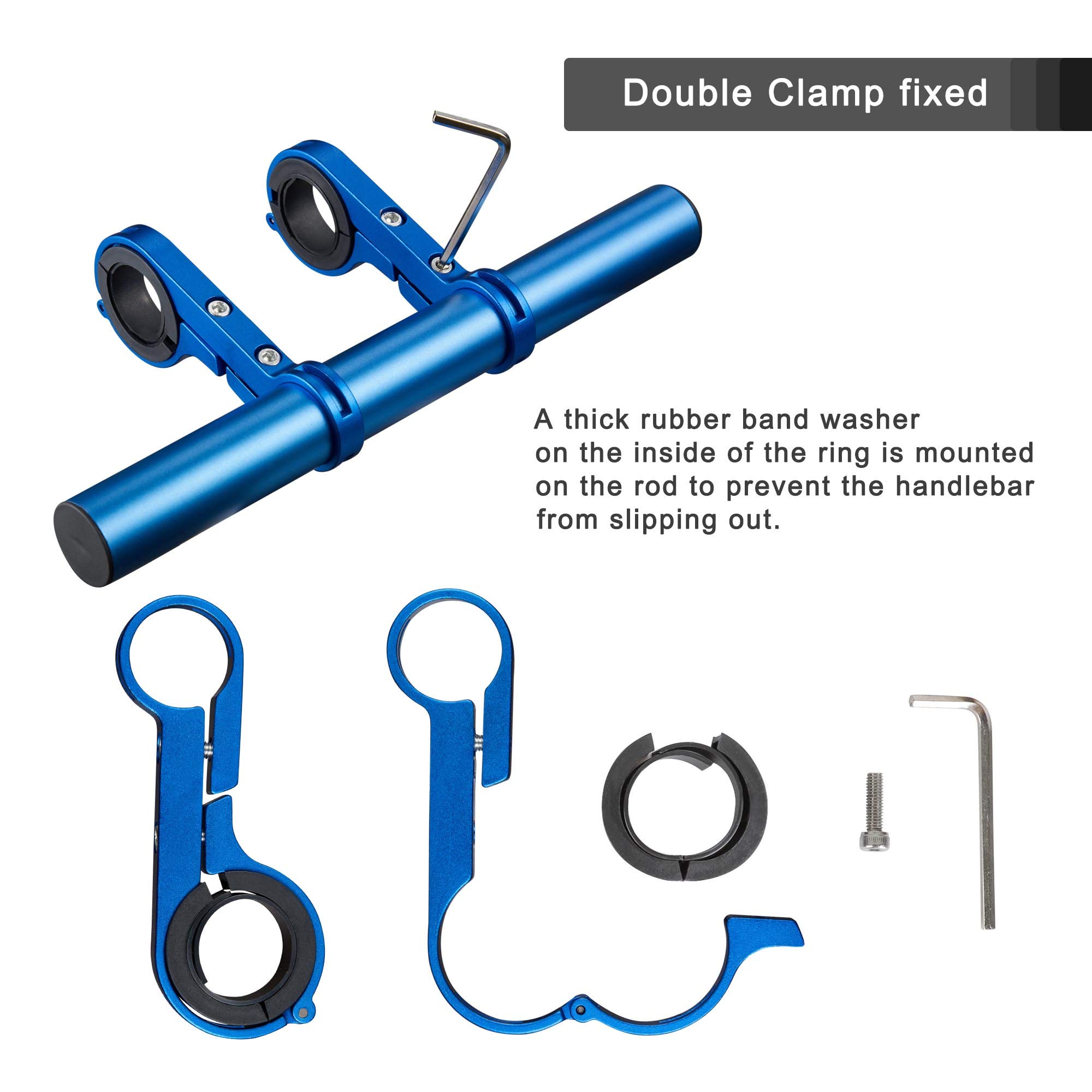 TOMALL Handlebar Extender Bicycle Extension Bar Aluminum Alloy Bracket Blue Extender Holder Space Saver Use Compatible for M365,ES1 ES2,Mountain Bicycle
