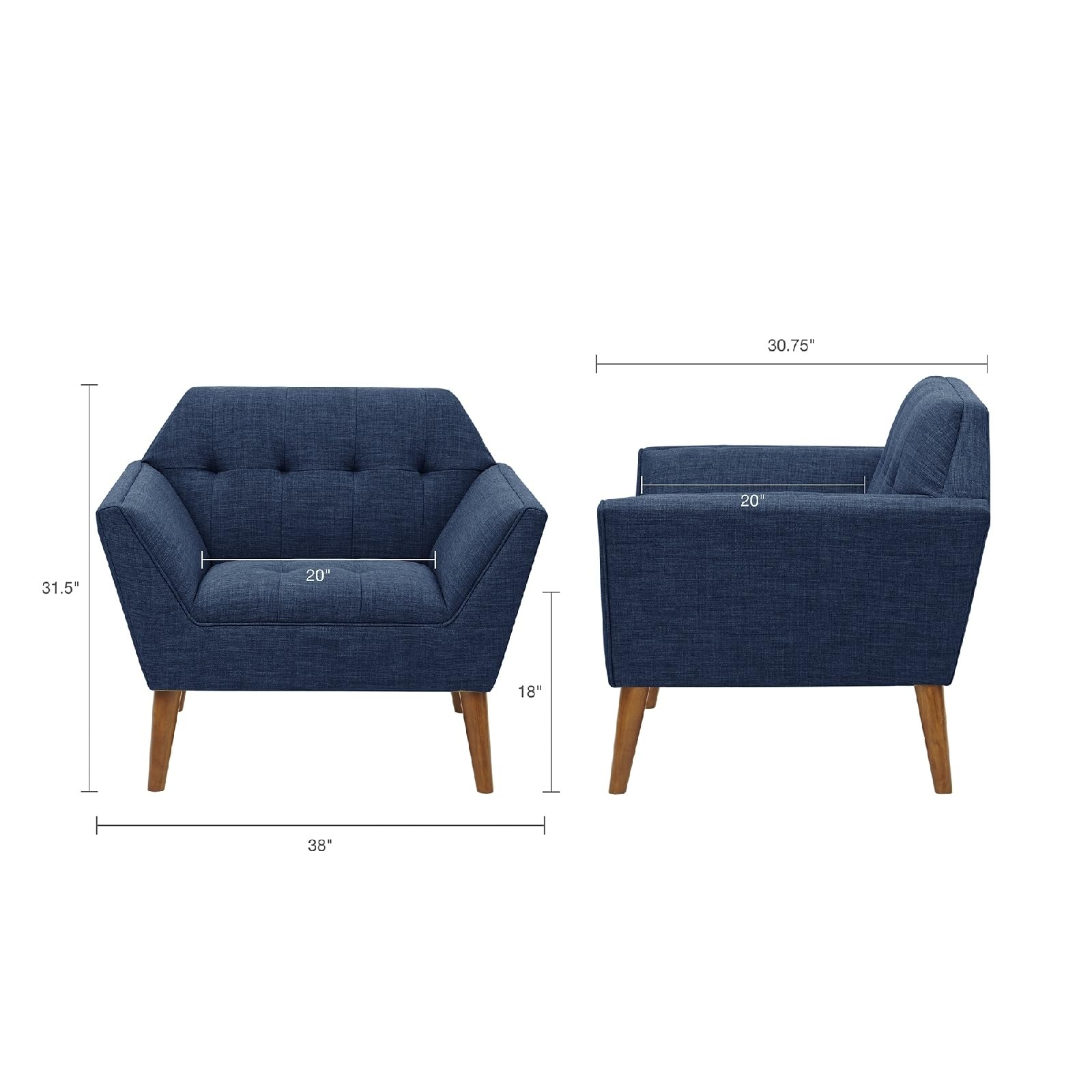 Wycian Boho High Chair, Dining Chair 18 Inch Seat Height 1PC Blue Seat Height 18" Button Tufted Details Solid Wood Capacity 300LB 29.50" L 37.00" W 31.50" H