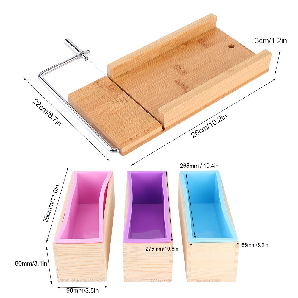 UPQRSG Silicone Soap Mold, 1200ml DIY Soap Loaf Bar Making Molds, Manual Soap Cutter with Scale, Soap Molds Making Kit, Kitchen Tool, for Soaps Making