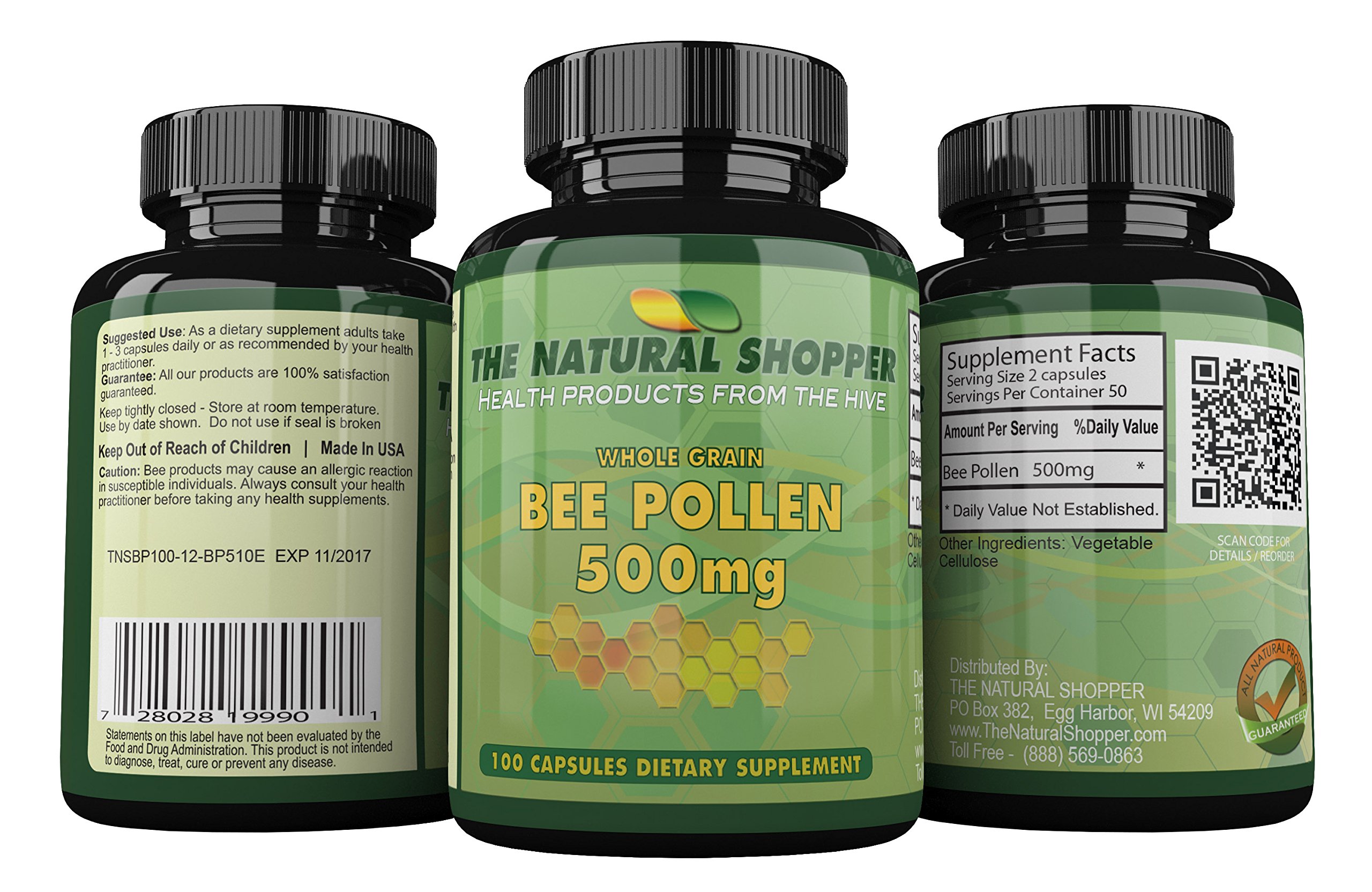 Whole Grain Bee Pollen Capsules 500mg / 100caps
