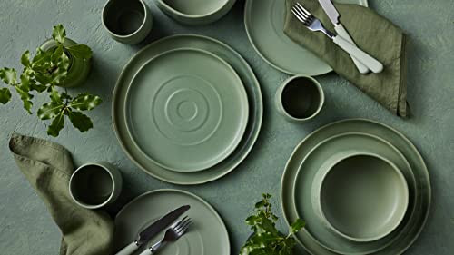 Stone by Mercer Project SHOSAI 16-Piece Stoneware Dinnerware Set, Plates and Bowls Set, Modern Dishware set fo 4, Sage