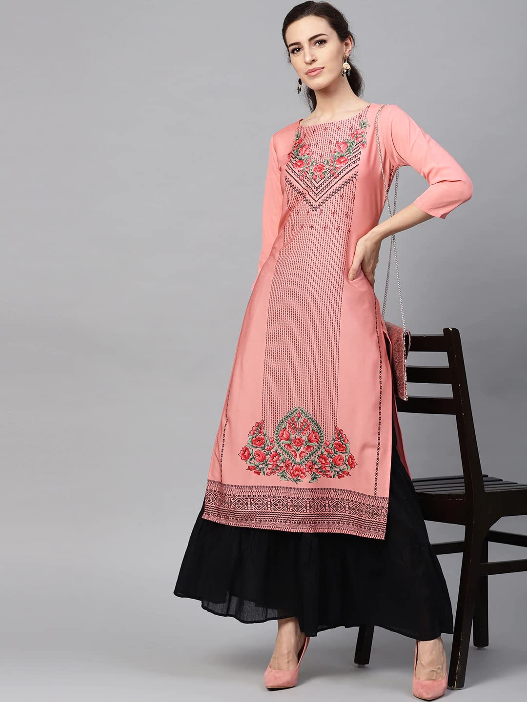 Vaamsi Crepe Digital Printed Kurti(VPK1612A_Pink_XL)