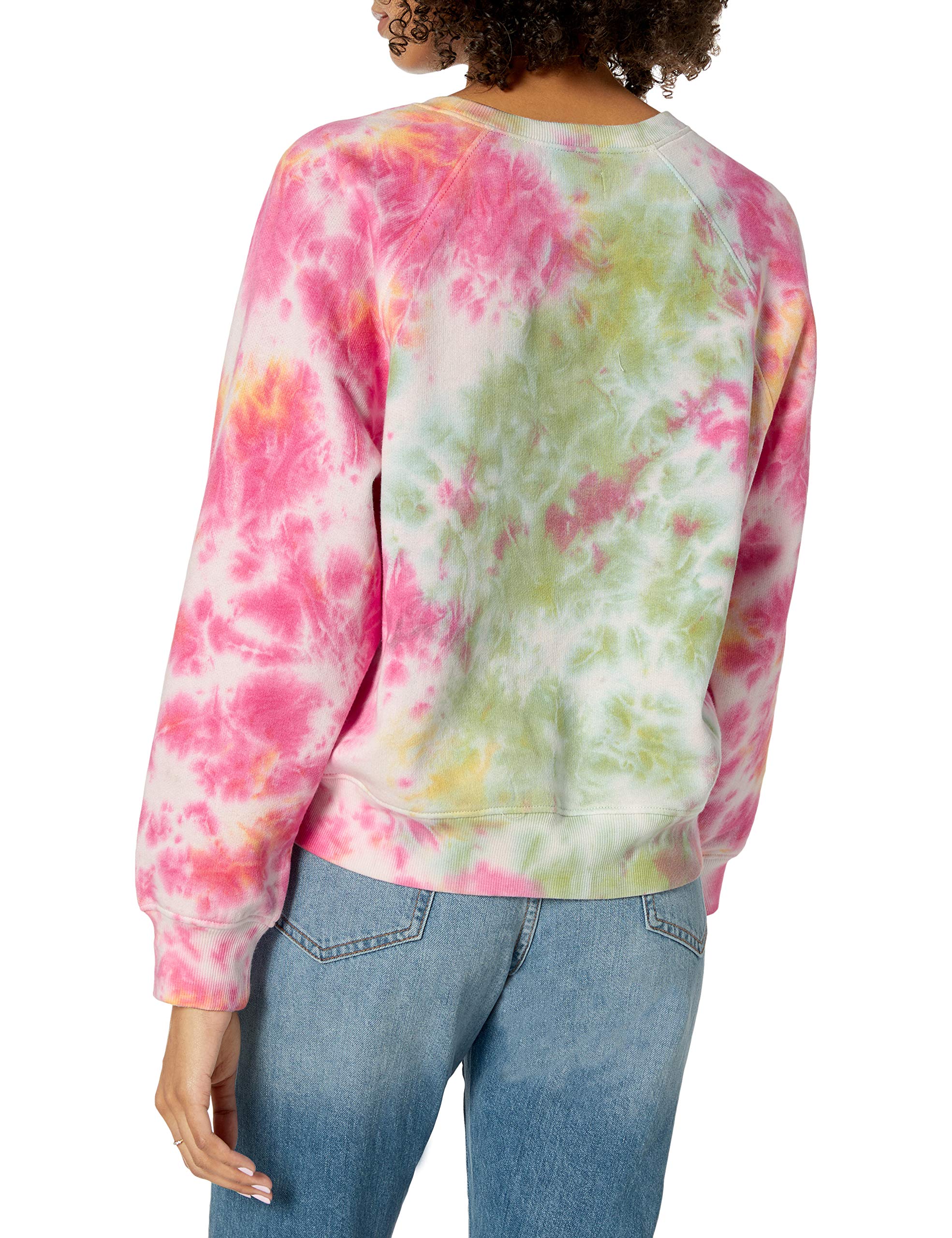 The Drop Women's Caroline Raglan Long Sleeve Fleece Sweatshirt Sweater, -Neon Tie Dye, XXL