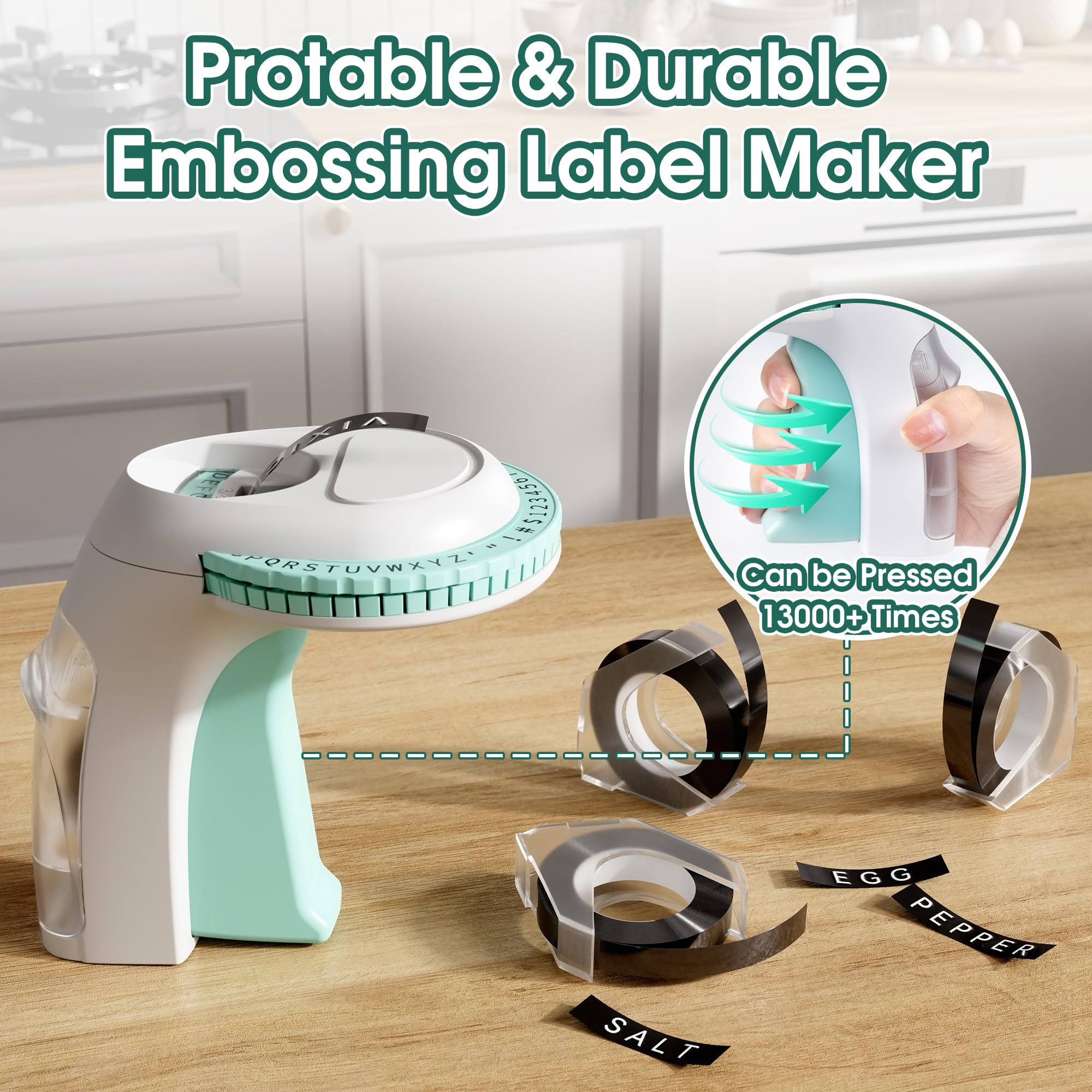 Vixic Embossing Label Maker Machine with 3 Roll Labels, 3D Handheld Vintage Labeler, Retro Embosser Label Maker Mini Old School Embossed Label Printer for Home Kitchen Office and DIY, Blue