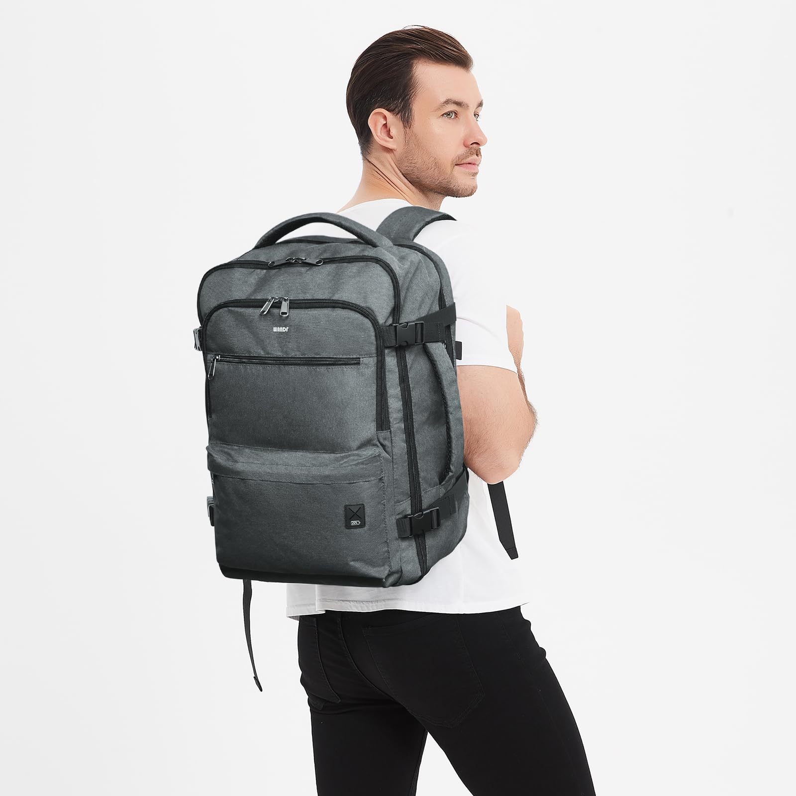 WANDF Travel Backpack For Spirit Airlines Personal Item Bag 18x14x8 with Wet Pocket, 17 Inch Laptop Backpack for Men Women(Grey)