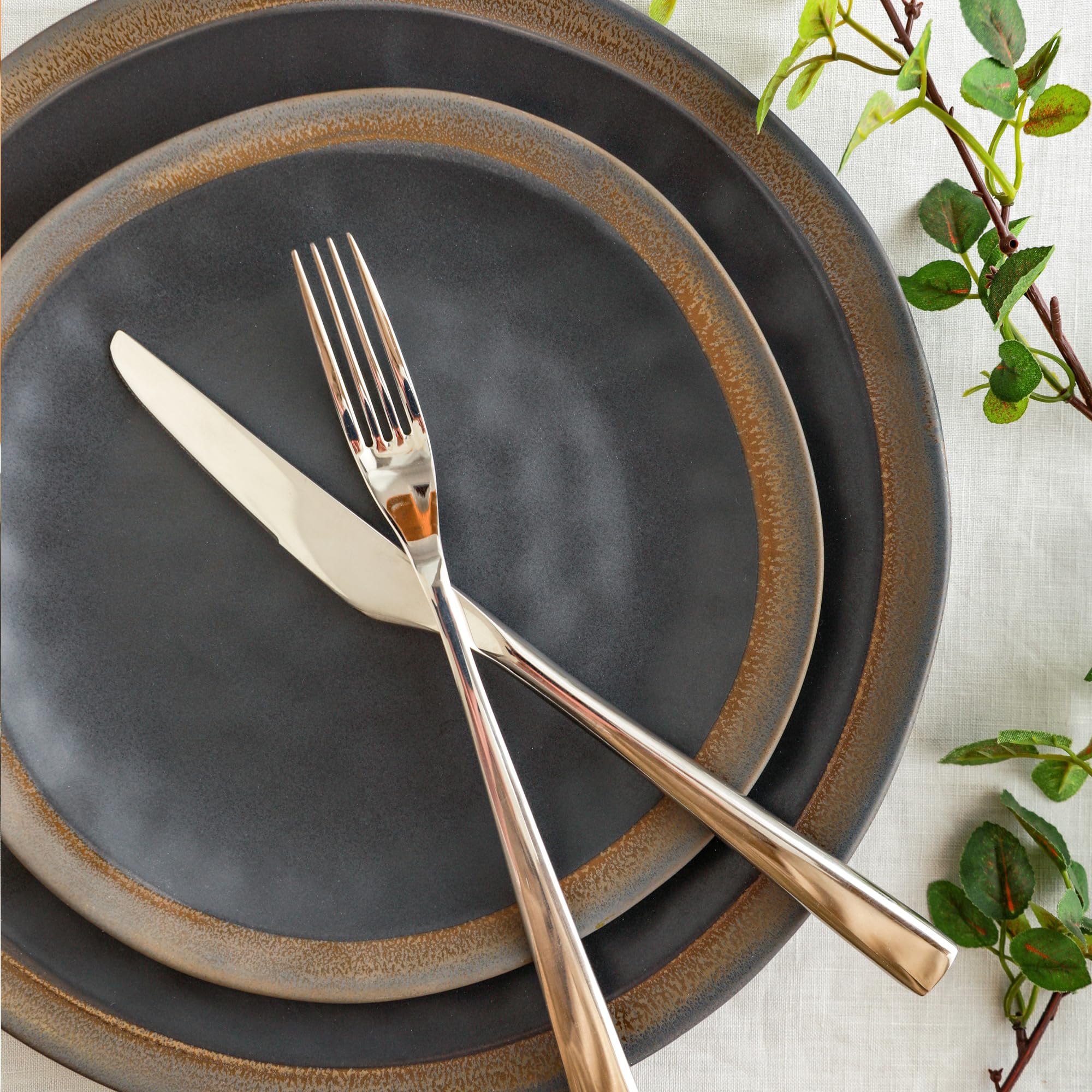 Stone Lain Serafina Stoneware 16-piece Round Dinnerware Set, Grey