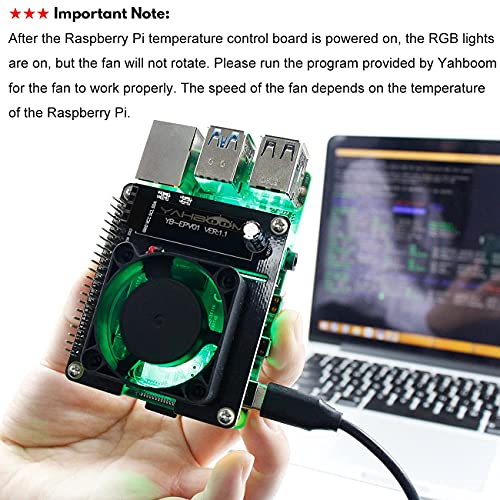 Yahboom Raspberry Pi Quiet Cooling Fan for Raspberry Pi 5 4B 3B+ 3B Intelligent Temperature Control Programmable RGB(OLED Display Include)