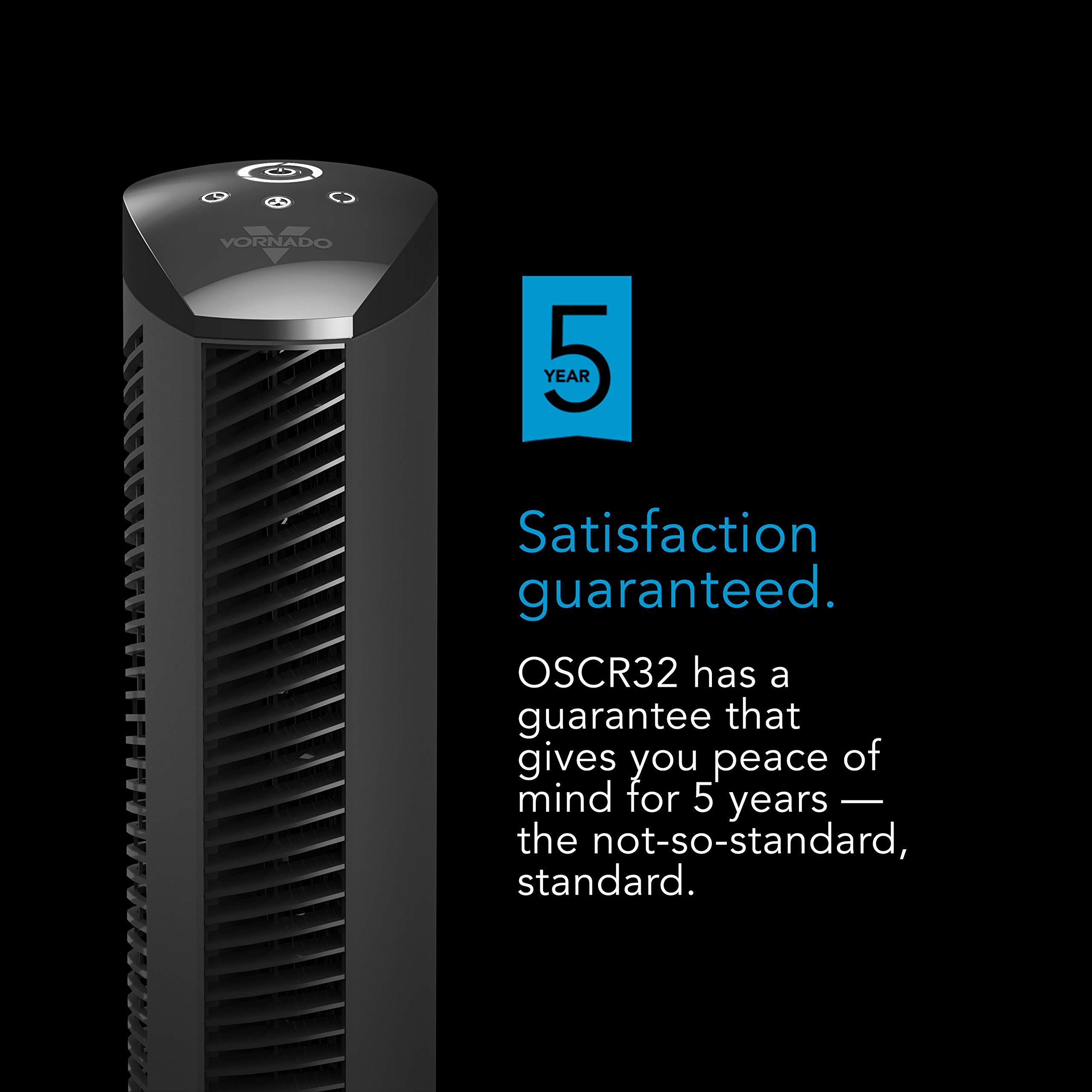 Vornado OSCR32 32" Oscillating Air Circulator Tower Fan with Remote Control, Timer, Standalone, Black