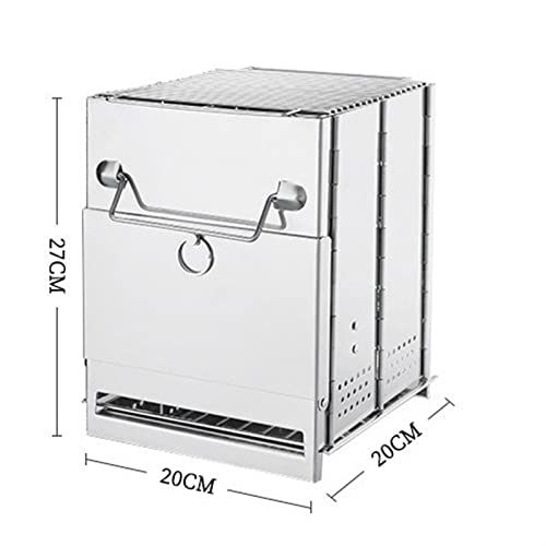 TAMYID Charcoal Grills, Stainless Steel Camping Multifunctional Mini Barbecue Rack Household Square Firewood Stove Barbecue Stove Folding Portable