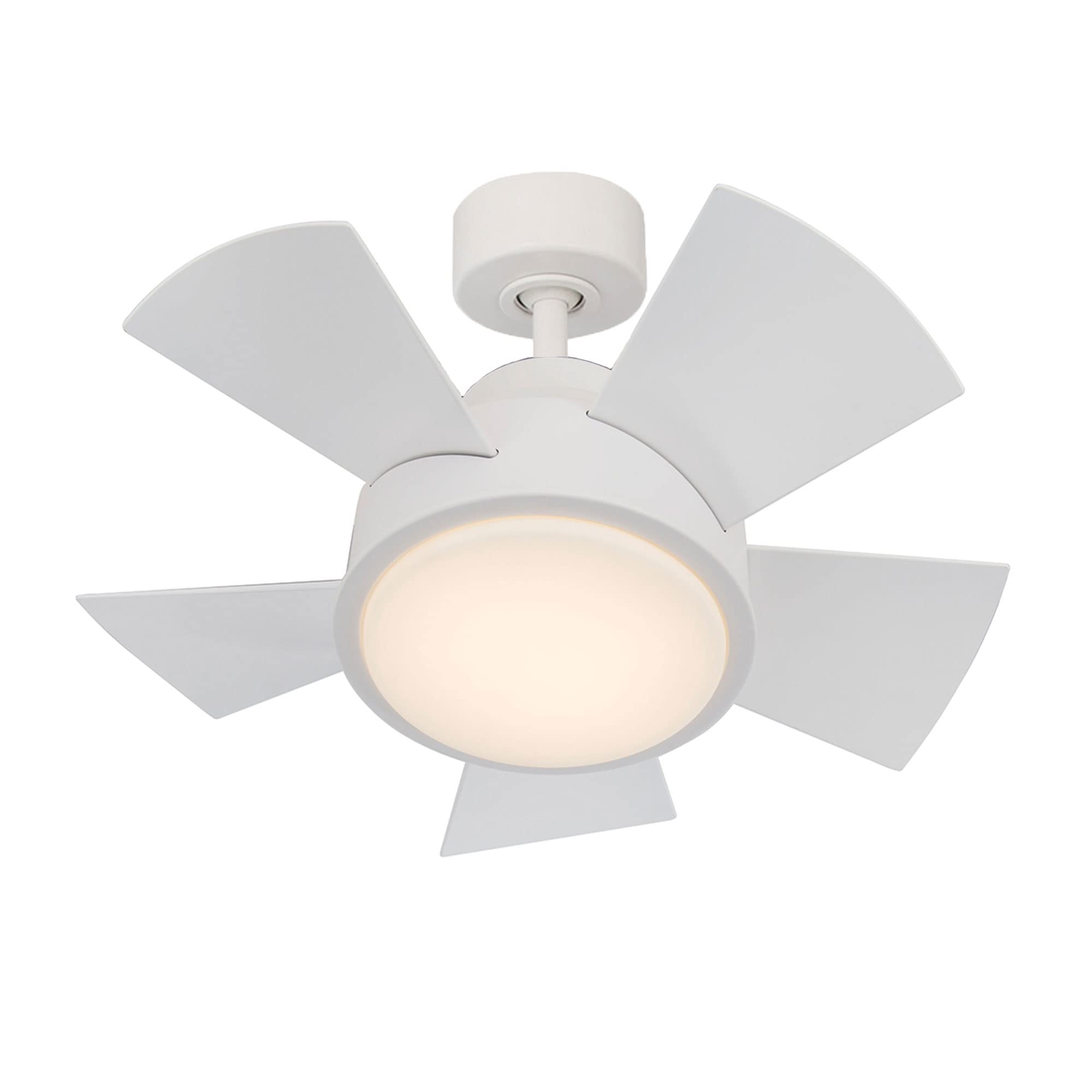 Vox Indoor and Outdoor 5-Blade 26in Smart Ceiling Fan in Matte White with 3000K LED Light Kit and Remote Control works with Alexa and iOS or Android App