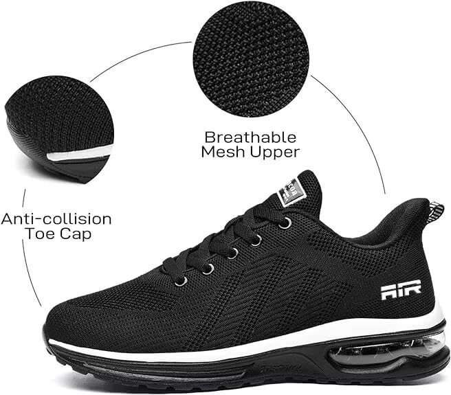 Wide Width Womens Sneakers Air Cushion Running Shoes Walking Tennis Shoes for Women Black