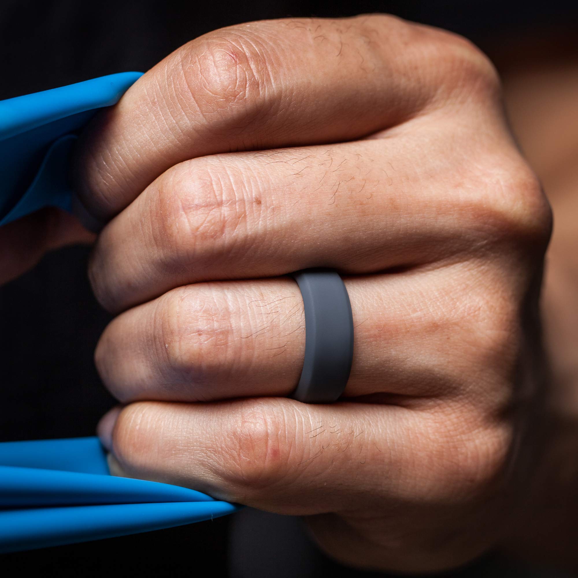 ThunderFit Men Breathable Air Grooves Silicone Rings Wedding Bands 8mm Wide 2.4mm Thick - 1/2/3/4/6/7 Variety Multipack (Pack A - Size 7.5-8 (18.2mm))