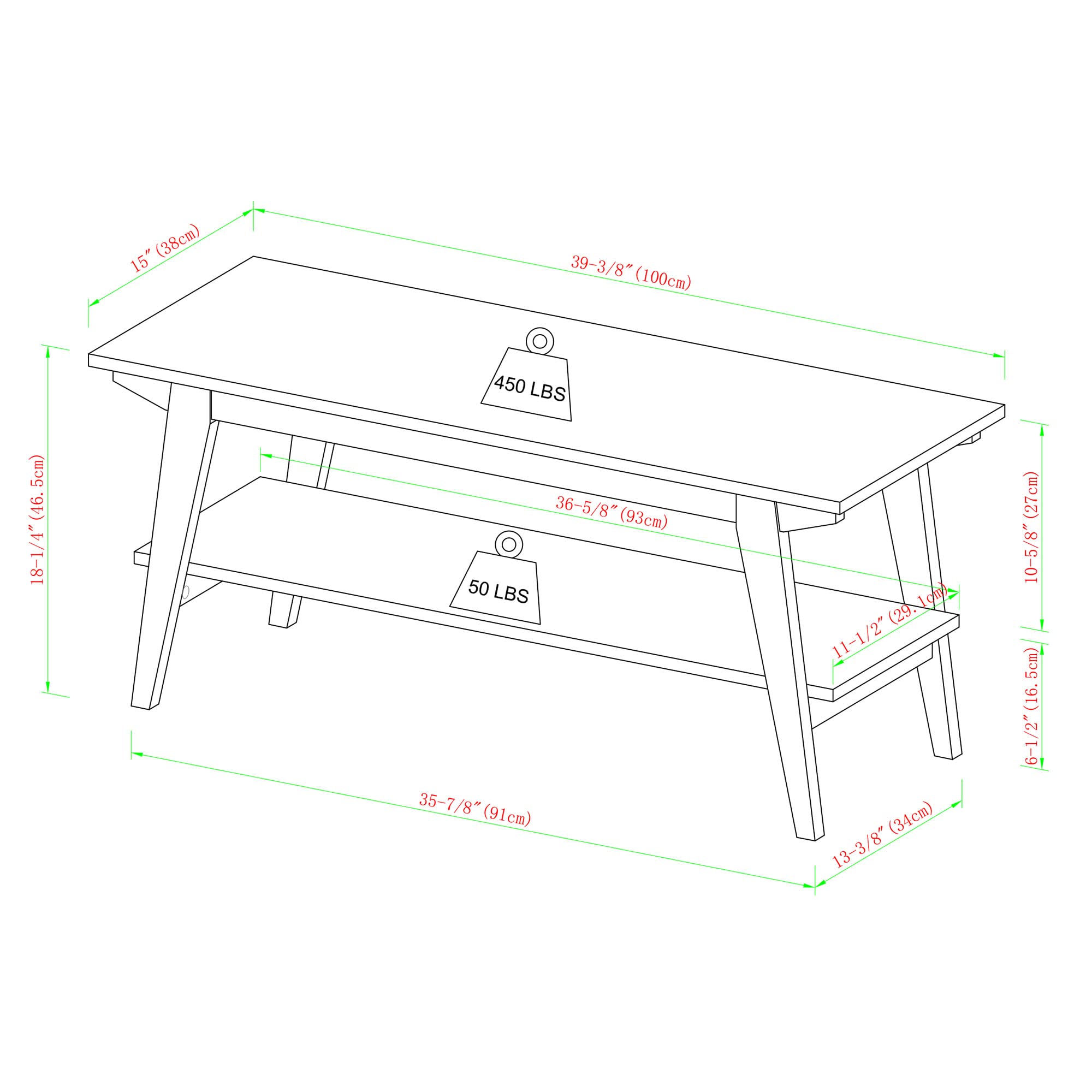 Walker Edison Sibu Japandi Minimalist Entry Bench with Lower Shelf, 39 Inch, Black