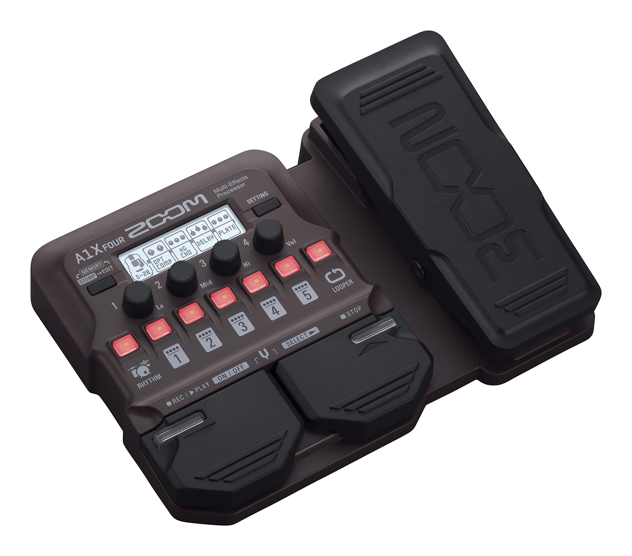 Zoom A1X FOUR Acoustic Instrument Multi-Effects Processor with Expression Pedal, Acoustic Modeling, Looper, Rhythm Section, For Guitar, Saxophone, Trumpet, Violin, Harmonica, and Upright Bass