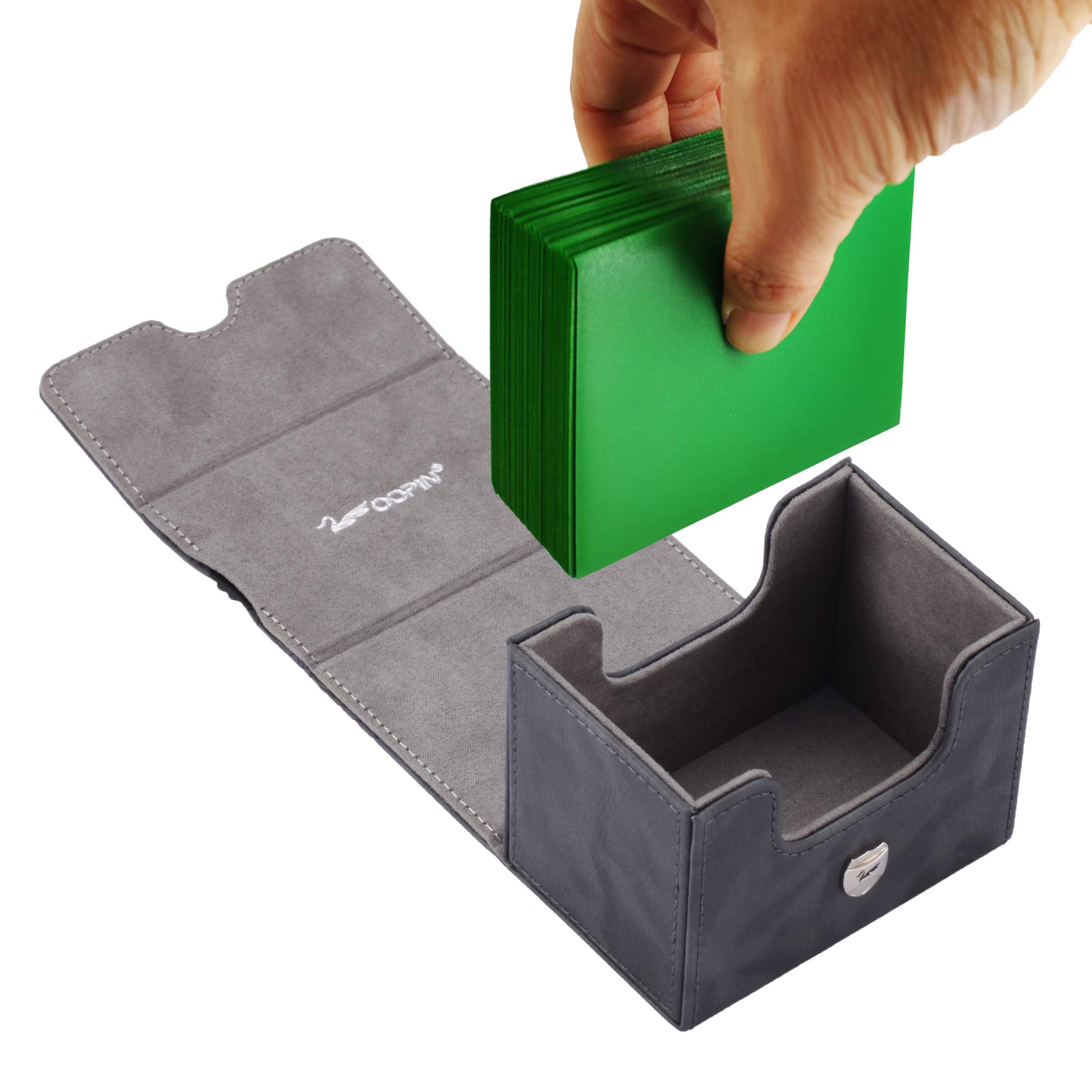 Zoopin Leather Deck Box with Built-in Spinning Life Counter (Black)