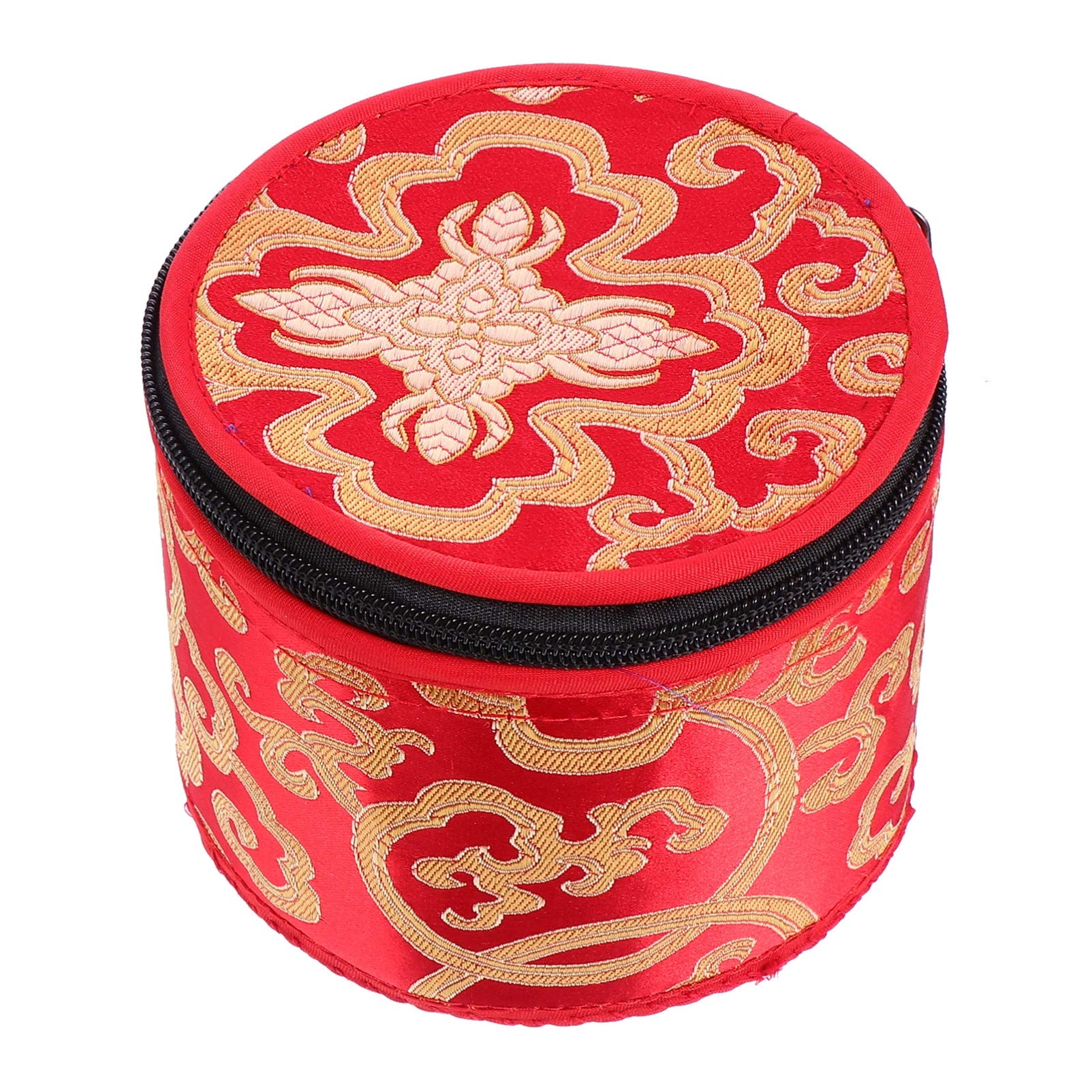 Tibetan Singing Bowl Bag Zipper Buddhist Meditation Bowl Tote Holder Portable Travel Outdoor Chanting Bowl Storage Case 12X9.5CM (Random Color)