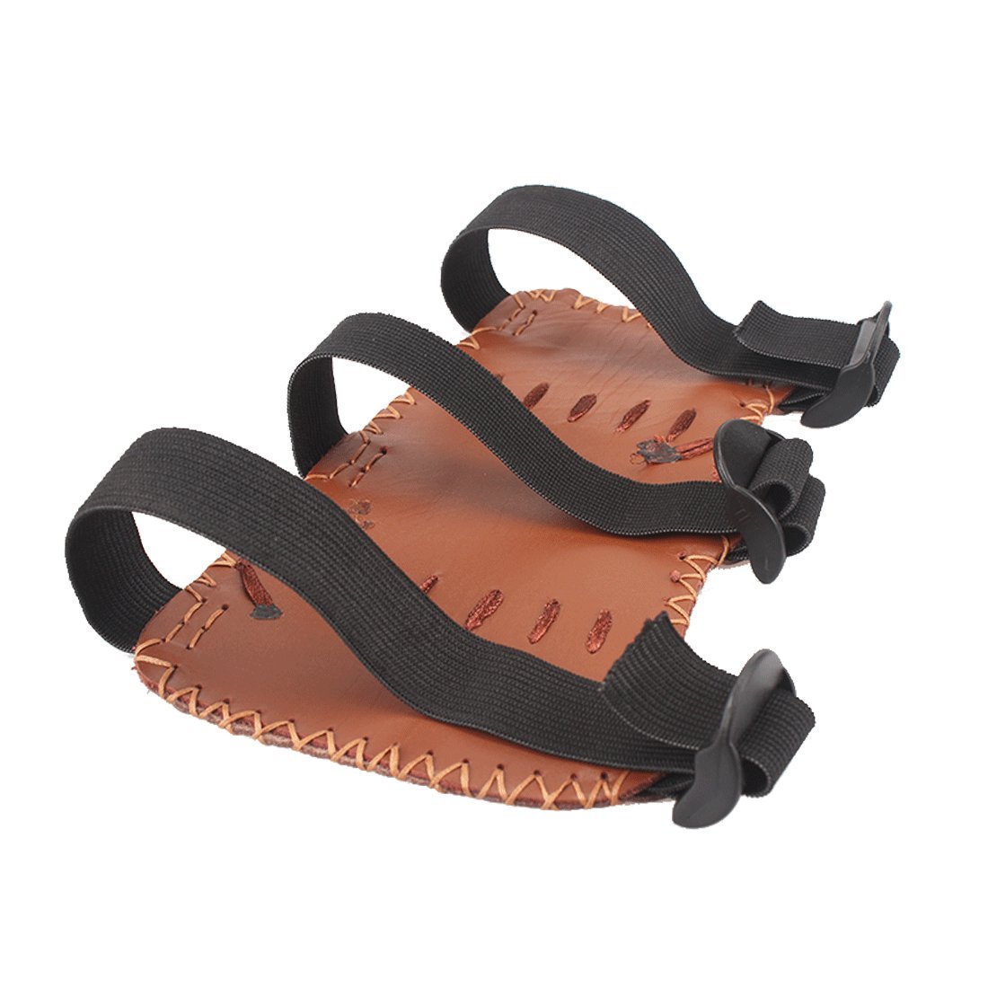 XTACER Finger Protector & Arm Guard 3-Strap Ventilated Arm Guard with Three Fingers Design for Archery (L for Men or Women, Brown)