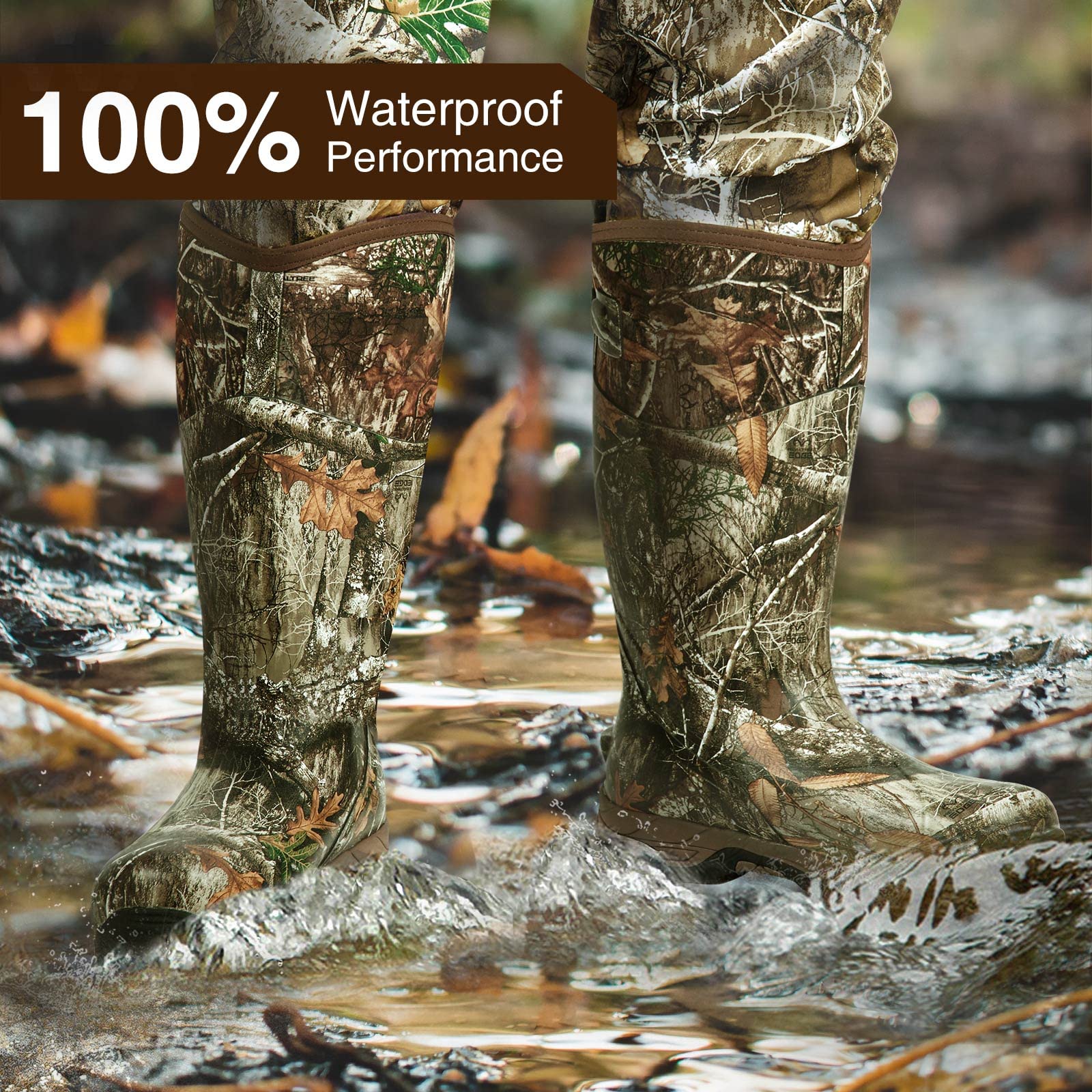 TIDEWE Rubber Hunting Boots, Waterproof Insulated Warm Rubber Boots with 7mm Neoprene, Durable Outdoor Hunting Boots for Men (Size 11) Camo