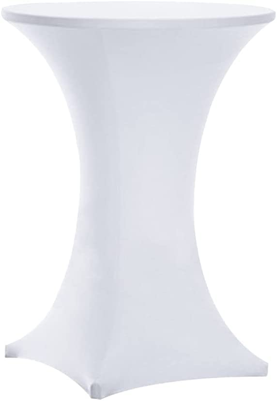 Tina's 2 Pack Spandex Cocktail Table Covers White 30x42 Inch, Fitted Stretch Cocktail Tablecloth for Round Tables (2PC 30X42 White)