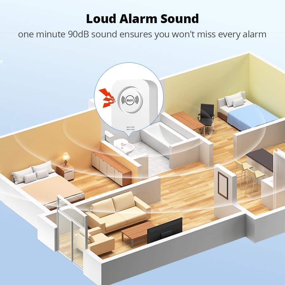 WiFi Water Leak Detector, Water Leak Detector 90dB with App Alerts, Wireless House Alarms System Kits: Alarm Siren,Doorbell Button, 2 Water Sensor Alarms,Remote Control, Wireless Detector for Home