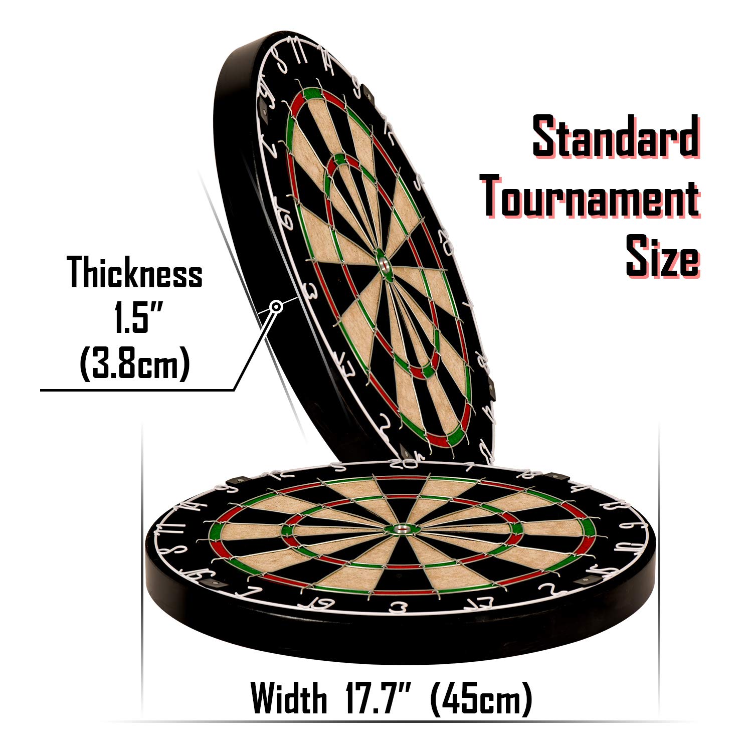 Tian ma Sisal Bristle Dartboard 17.7x1.5 Staple-Free Bullseye 12 Steel Tip Darts 18g Dartboards Mounting Kits Included