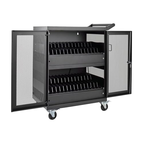 Tripp Lite 32-Port AC Charging Cart Storage Station for Chromebooks, Laptops & Tablets - Secures Devices in Locking, Vented, Wall-mountable Steel Cart - 2-Year Warranty (CSC32AC)