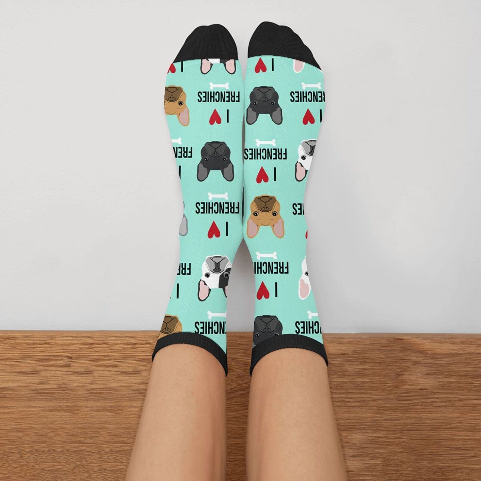 YISHOW Pink French Bulldogs Socks Women Men Funny Novelty Socks