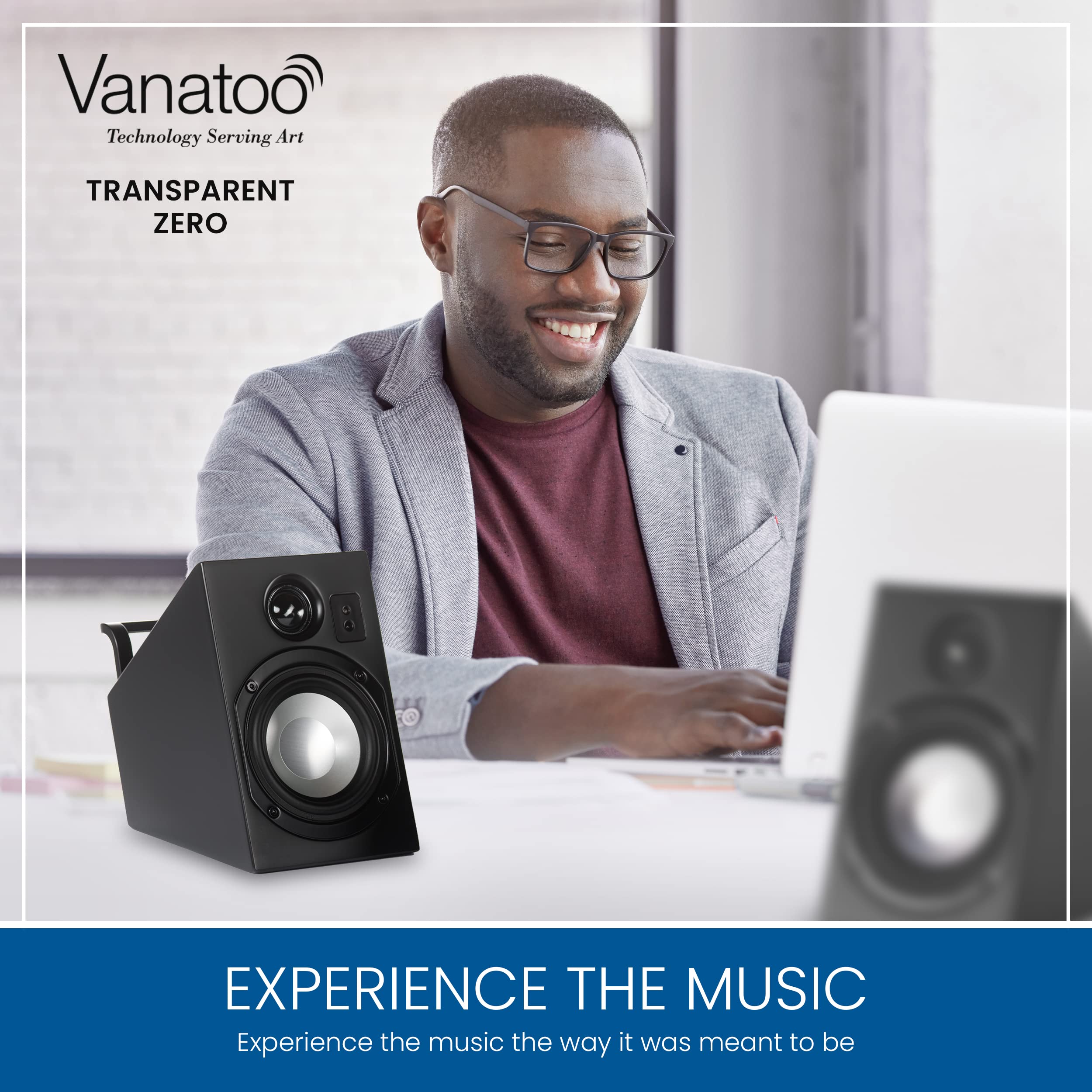 Vanatoo Transparent Zero Powered Speakers - Bluetooth Speakers - Speakers AUX, USB, Optical, Analog - Computer Speakers - TV Speakers - Gaming Speakers - Black, Set of 2