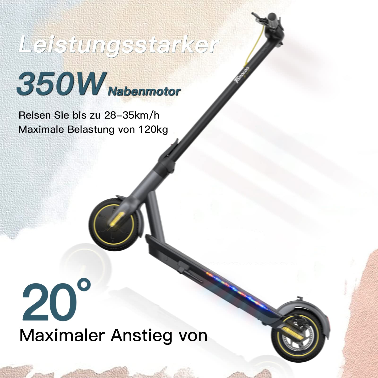 TOMOLOO Electric Scooter for Adults Commuting Electric Scooter Lightweight Folding Electric Scooters with Led Lights and UL2272 Certified(Black)