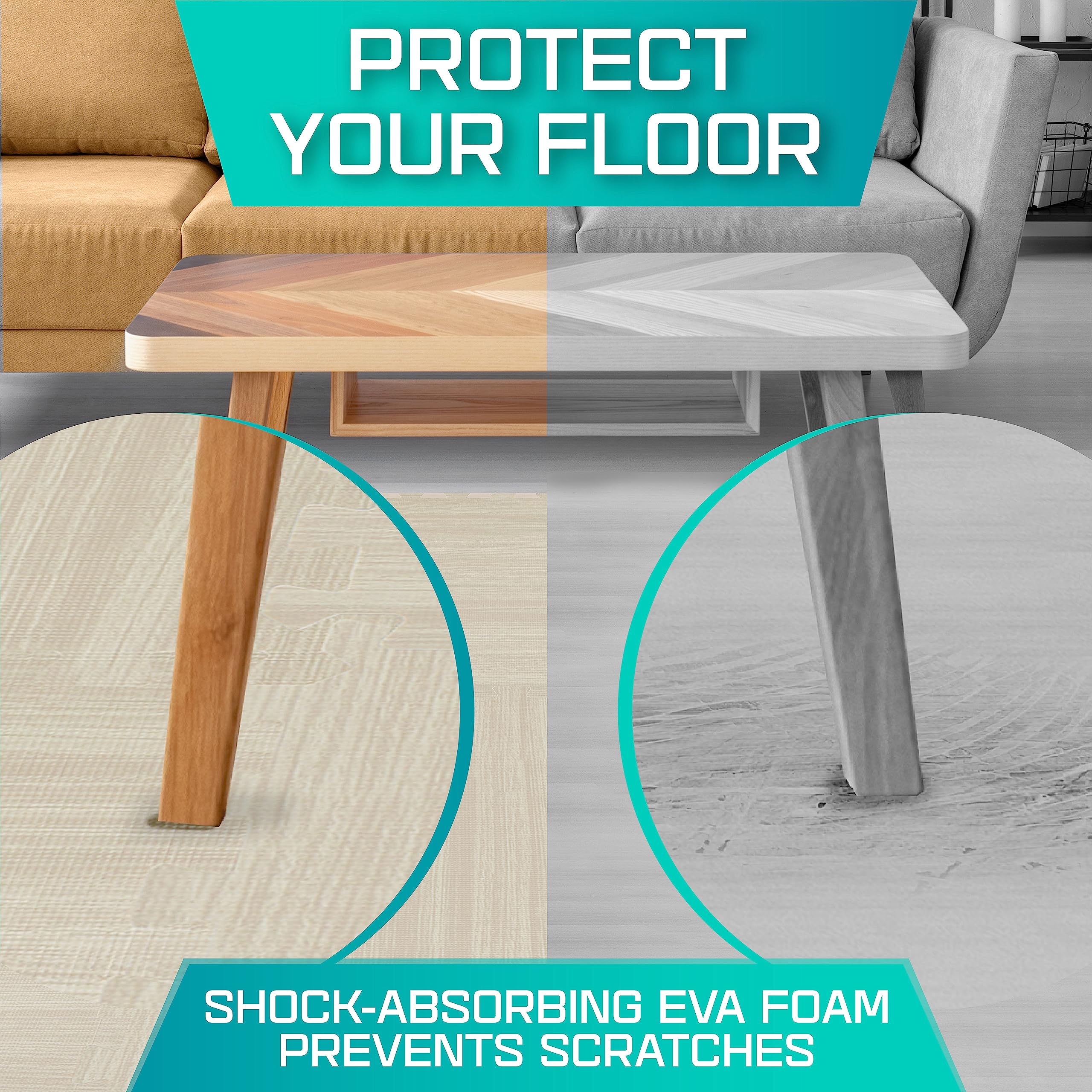 Yes4All Interlocking Floor Mats with Border β Foam Gym Floor Mats with EVA Interlocking Tiles (12 Square Feet β Walnut Wood Light β 12 Tiles)