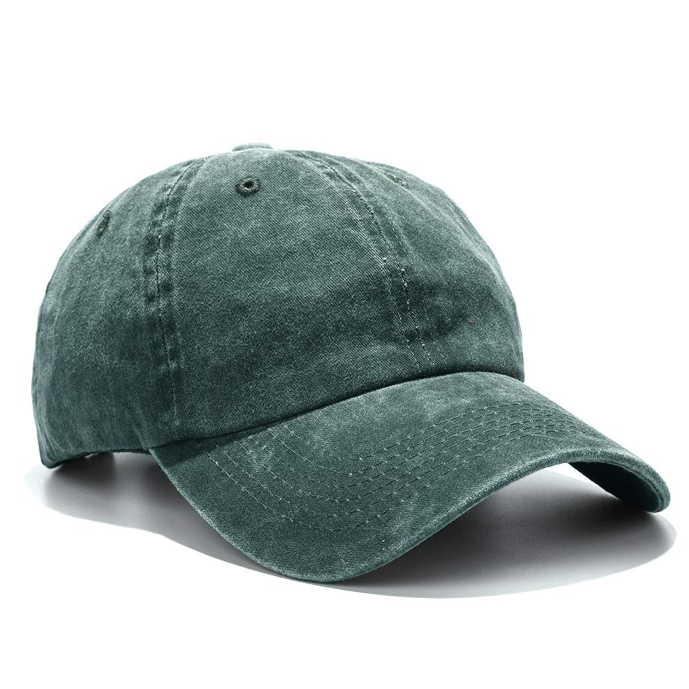 Vankerful Unisex Vintage Washed Dyed Dad Hat Plain Cotton Twill Low Profile Adjustable Solid Colour Baseball Cap Strapback (Army Green)