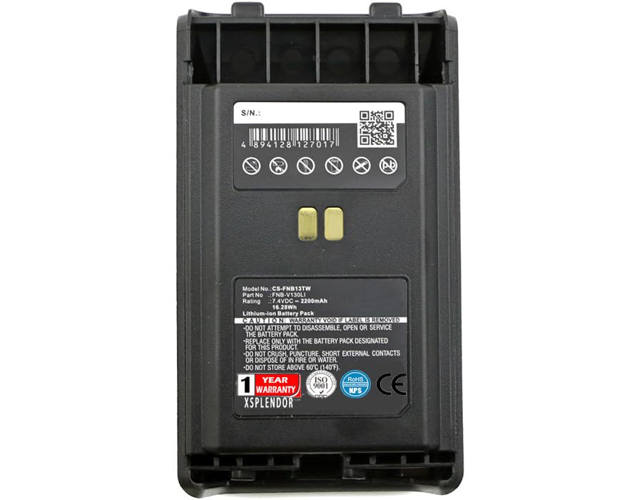 XSPLENDOR XPS Replacement Battery Compatible with Vertex VX-351 VX-354 VX-359 YAESU VX-351 VX-354 VX-359 PN FNB-V130LI FNB-V130LI-UNI