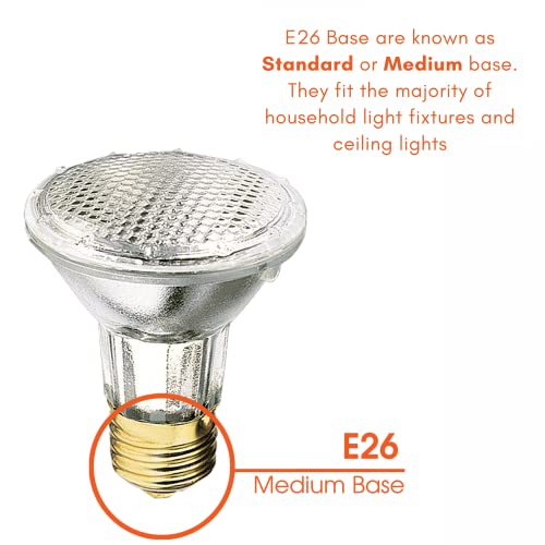 Xtricity PAR20 Halogen Narrow Flood Light Bulb, Halogen Light Bulb, 50W, Dimmable, 700 Lumens, E26 Medium Base, 2700K Warm White, 120V, Ideal for Range Hood Replacement, (4 Pack)