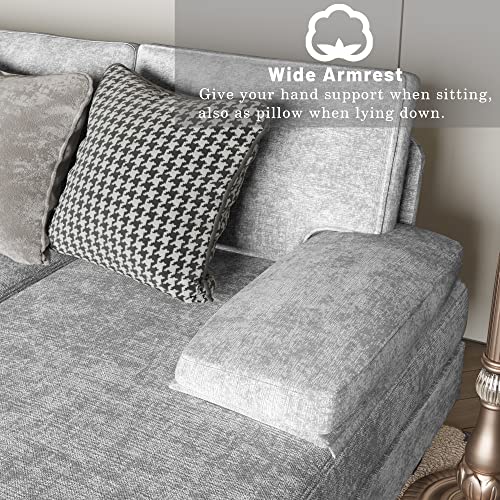 YESHOMY Convertible Sectional with Soft Modern Cotton Chenille Fabric for Living Room, Oversized Seats with Comfortable Backrest, Grey 1