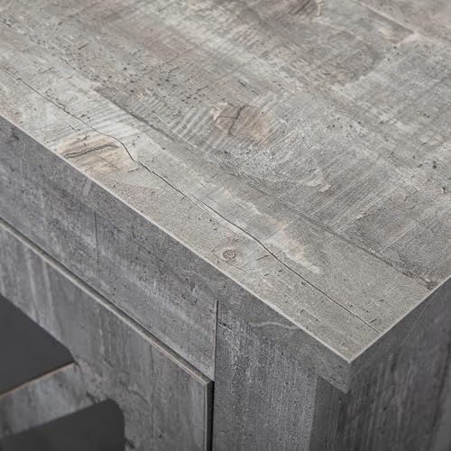Tidyard Set of 2 Industrial Nightstand Side Table End Table with X Design Glass Door Light Gray Wood Sofa End Side Table, Bedside Nightstand for Living Room Bedroom Kitchen Bathroom