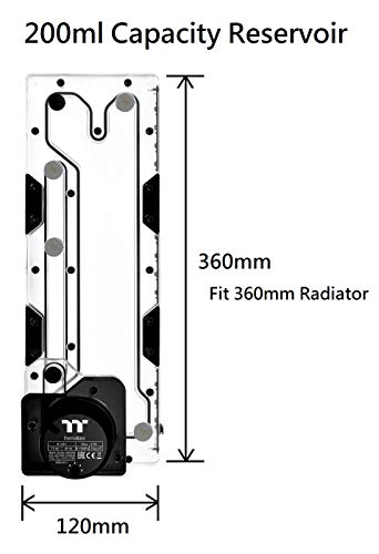 Thermaltake Pacific DP100-D5 Plus 360mm 200ml 16.8 Million Color RGB Alexa/Razer Chroma/5V Motherboard Syncable 6-Port G 1/4" Thread 5-Speed Adjustable D5 Pump Distro Plate Combo CL-W263-PL00SW-A