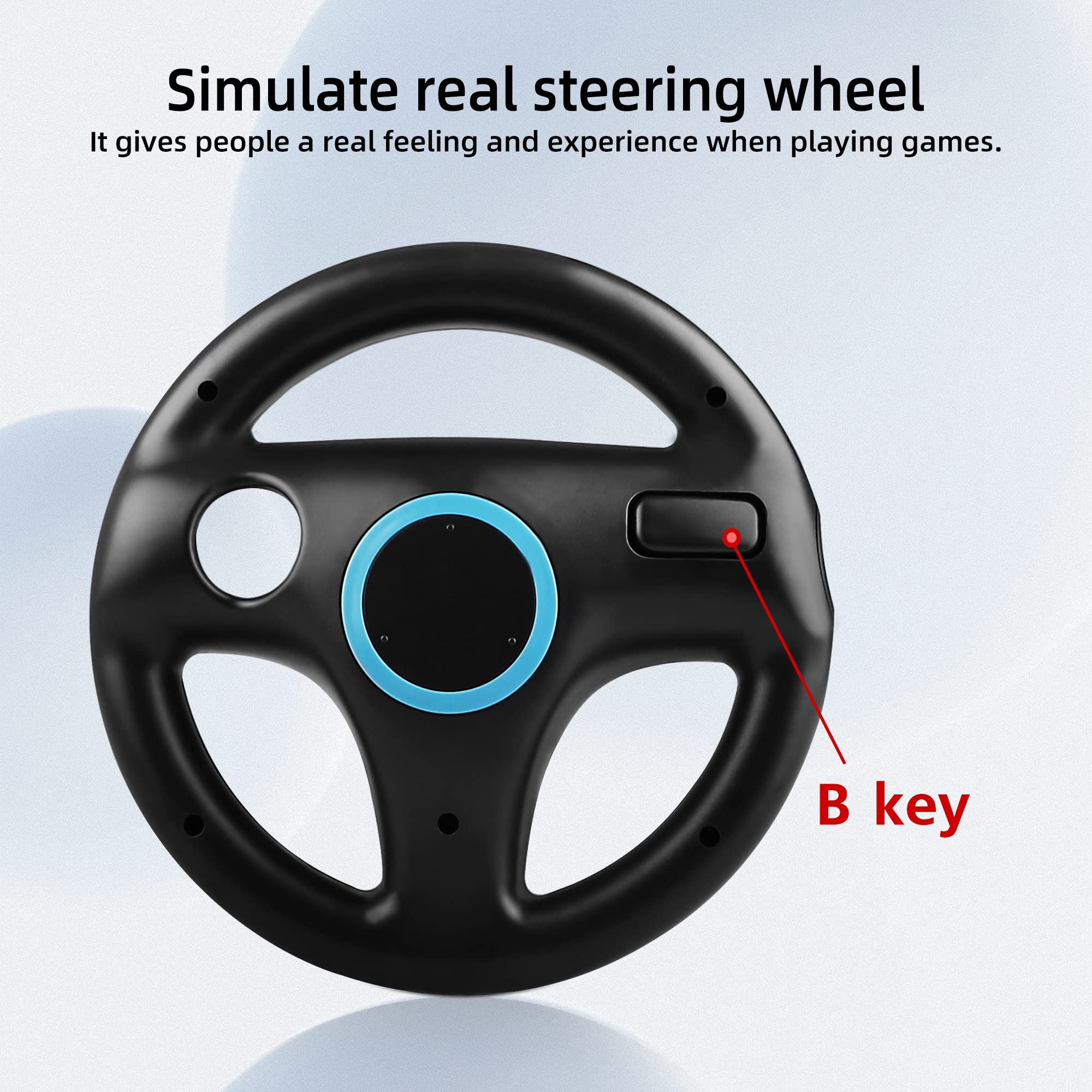 Xahpower Steering Wheel for Nintendo Wii and Wii U Remote Controller, 2 Pack Racing Wheels Games Accessories for Mario Kart (Black)