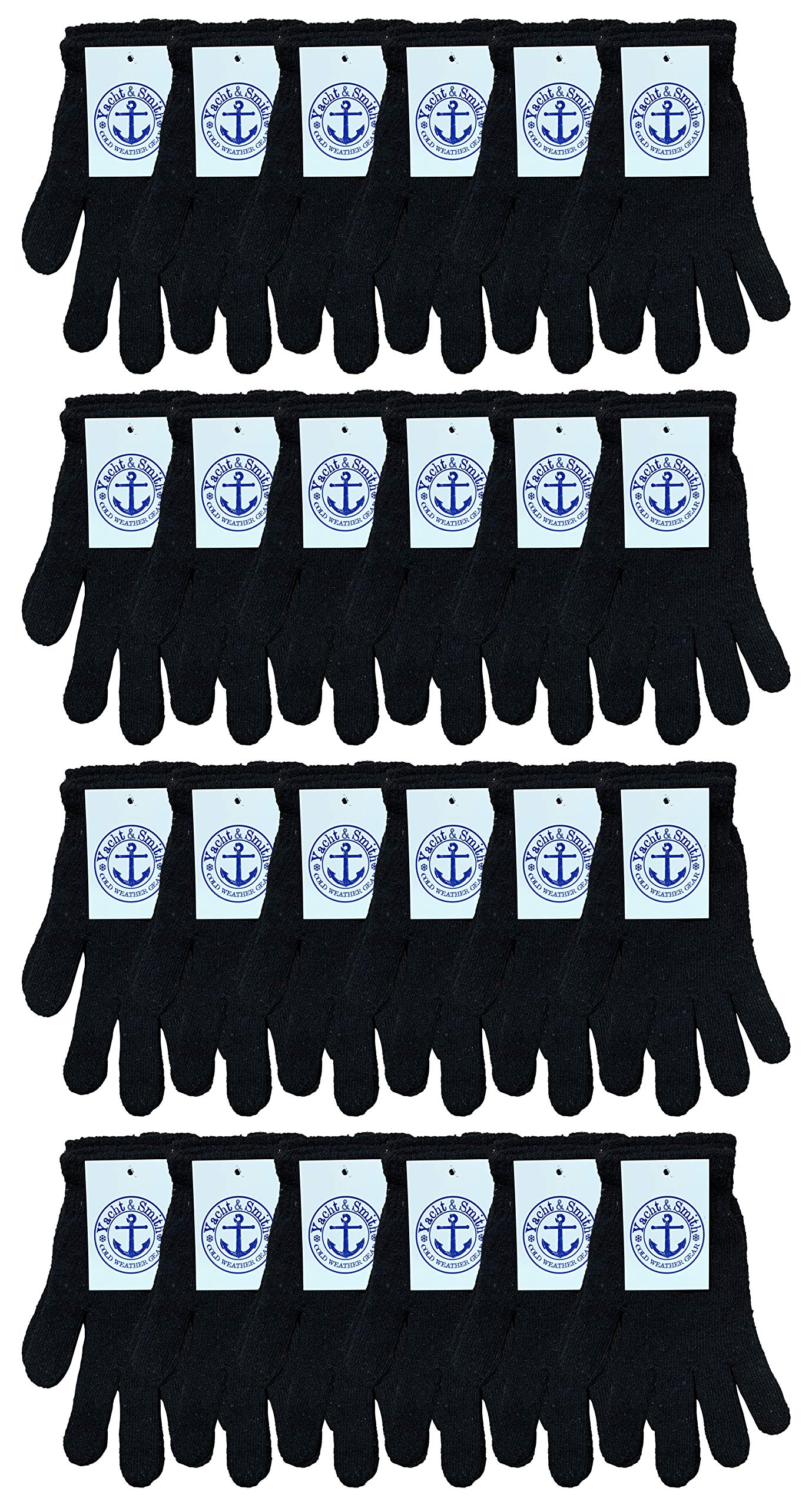 Yacht & Smith Wholesale Bulk Winter Gloves For Men Woman, Bulk Pack Warm Winter Thermal Gloves (24 Pairs Black)